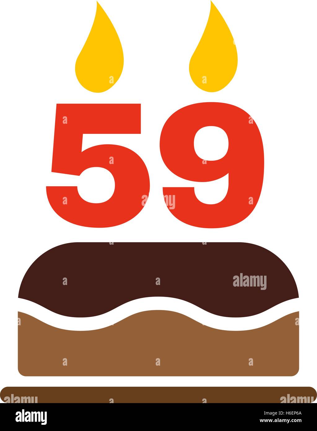 The birthday cake with candles in the form of number 59 icon. Birthday ...