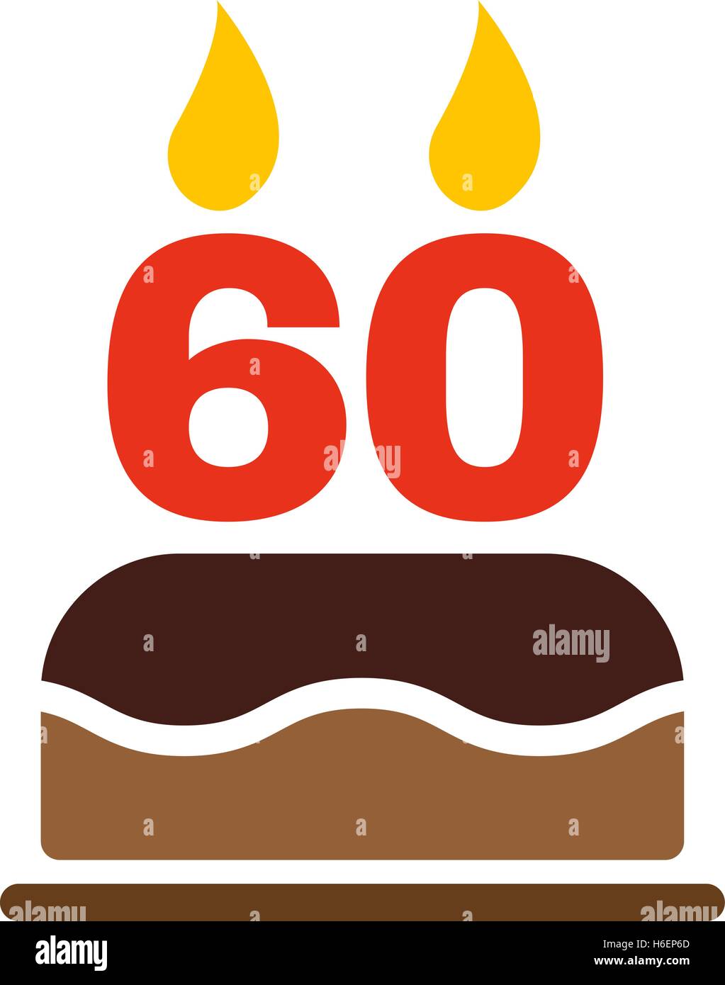 The birthday cake with candles in the form of number 60 icon. Birthday ...