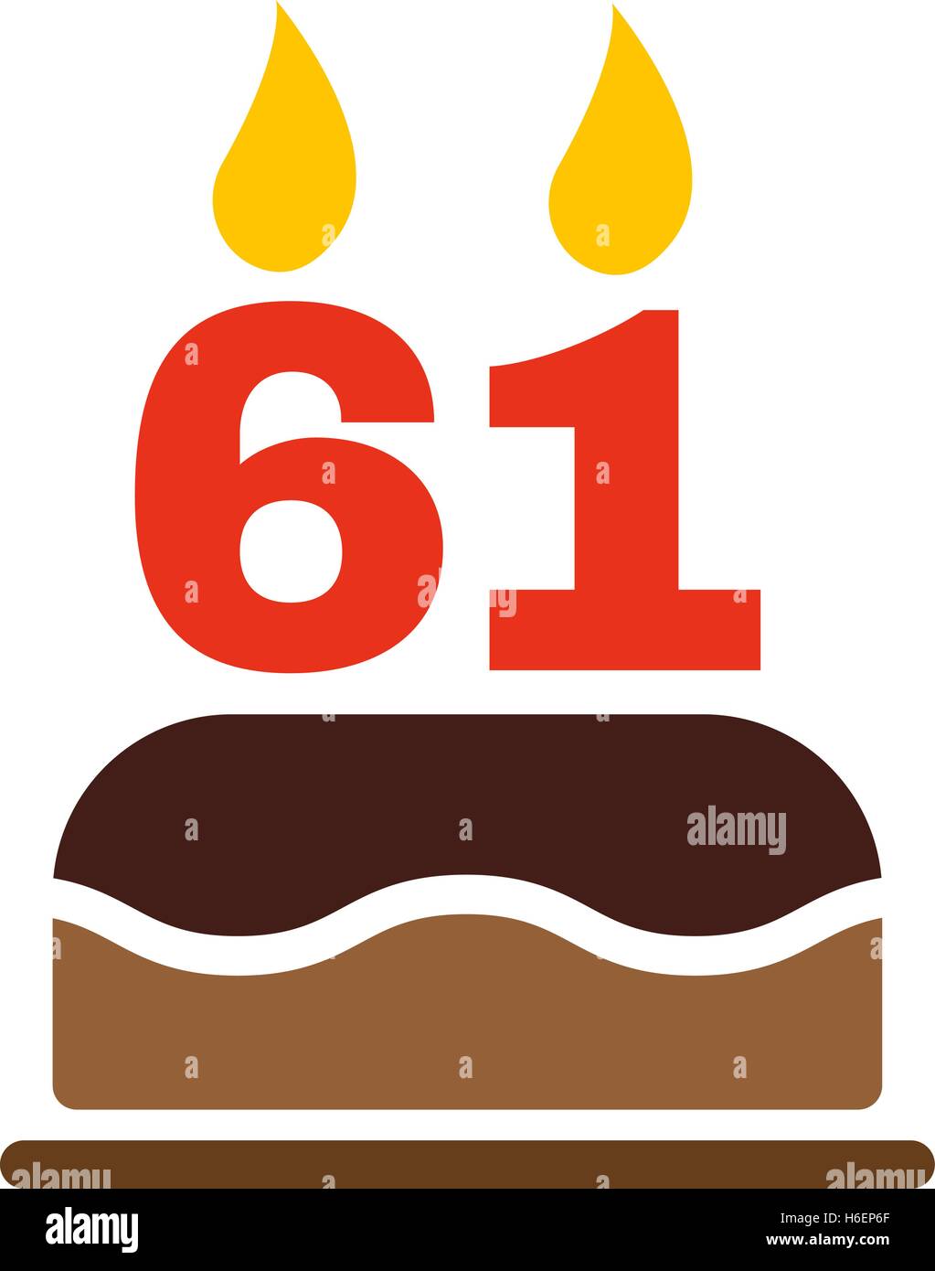 The birthday cake with candles in the form of number 61 icon. Birthday ...