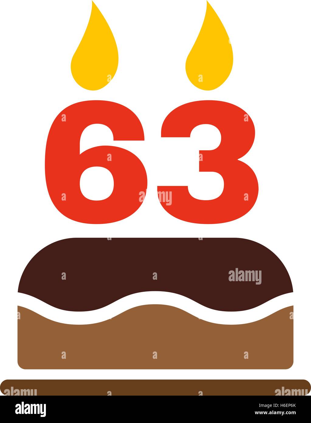The birthday cake with candles in the form of number 63 icon. Birthday ...