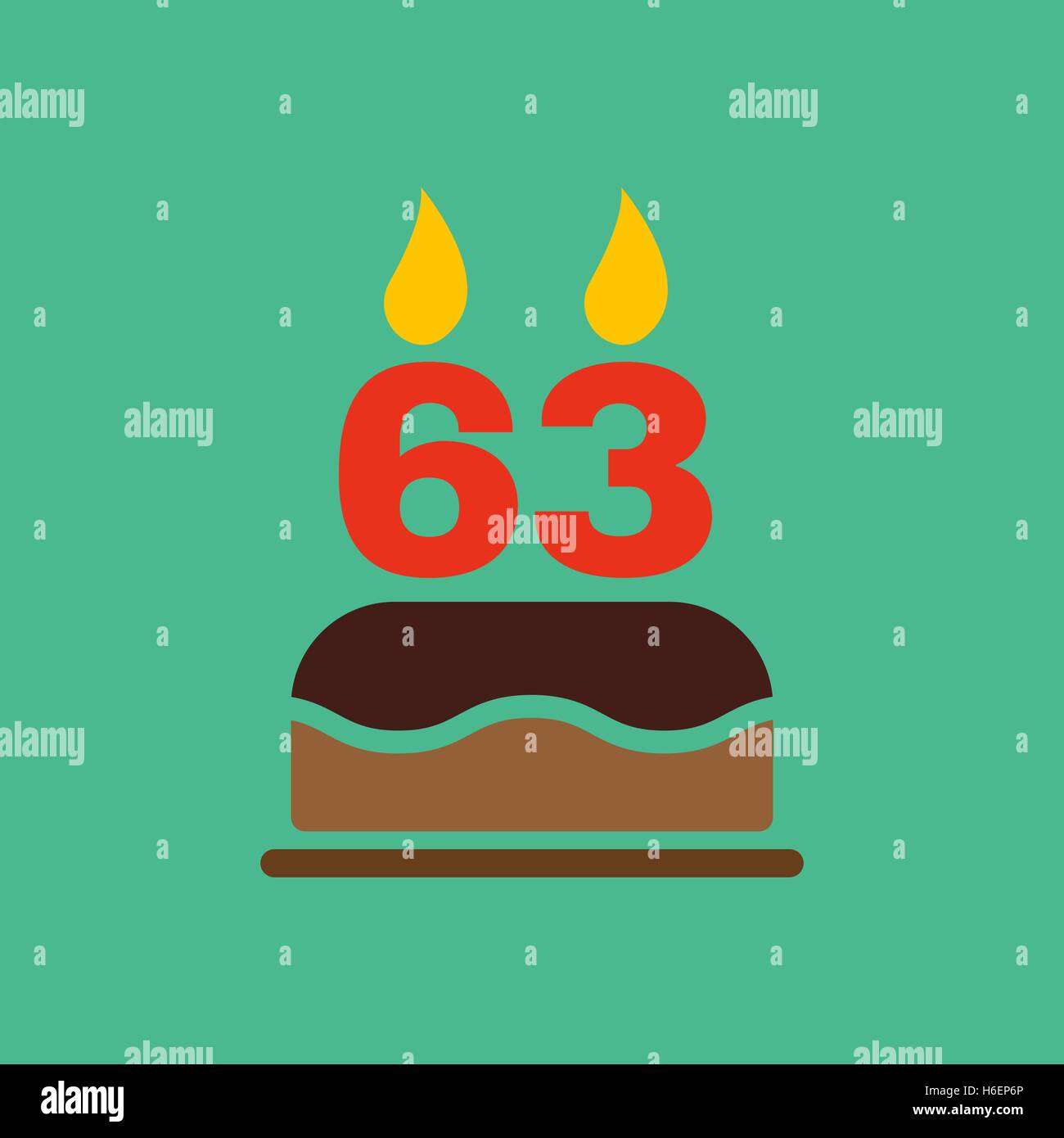 The birthday cake with candles in the form of number 63 icon. Birthday ...
