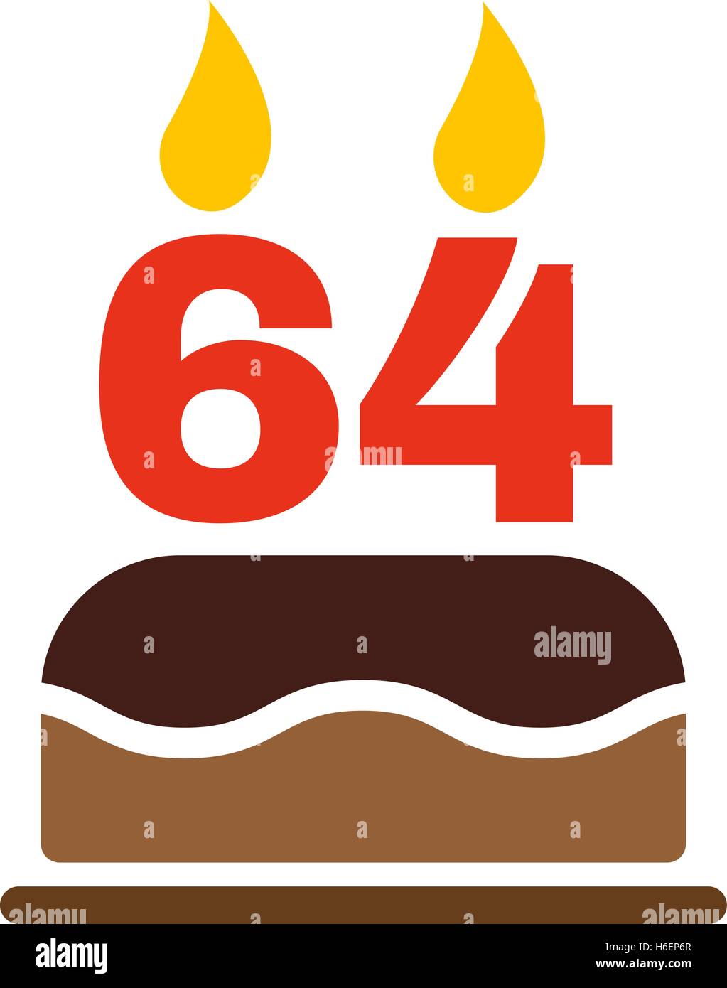 The birthday cake with candles in the form of number 64 icon. Birthday ...