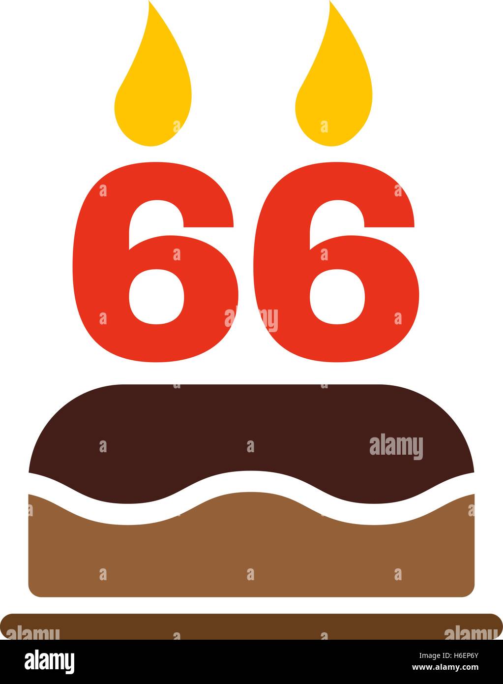The birthday cake with candles in the form of number 66 icon. Birthday ...