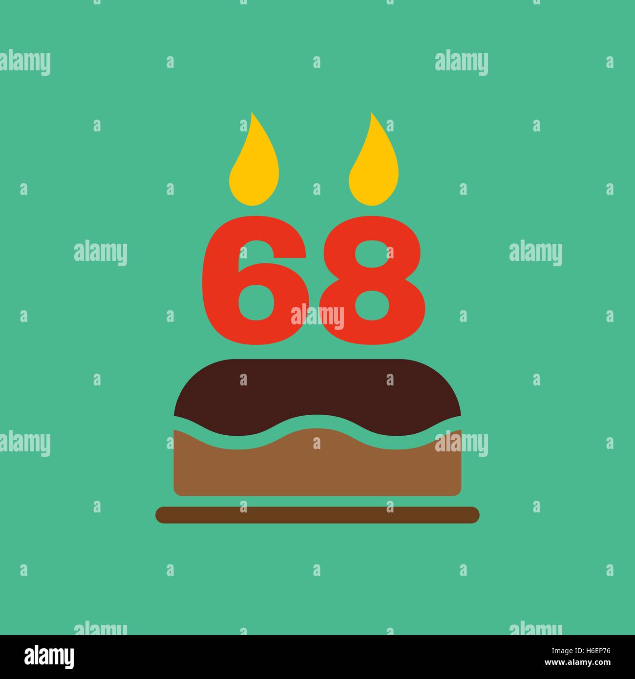 The birthday cake with candles in the form of number 68 icon. Birthday ...