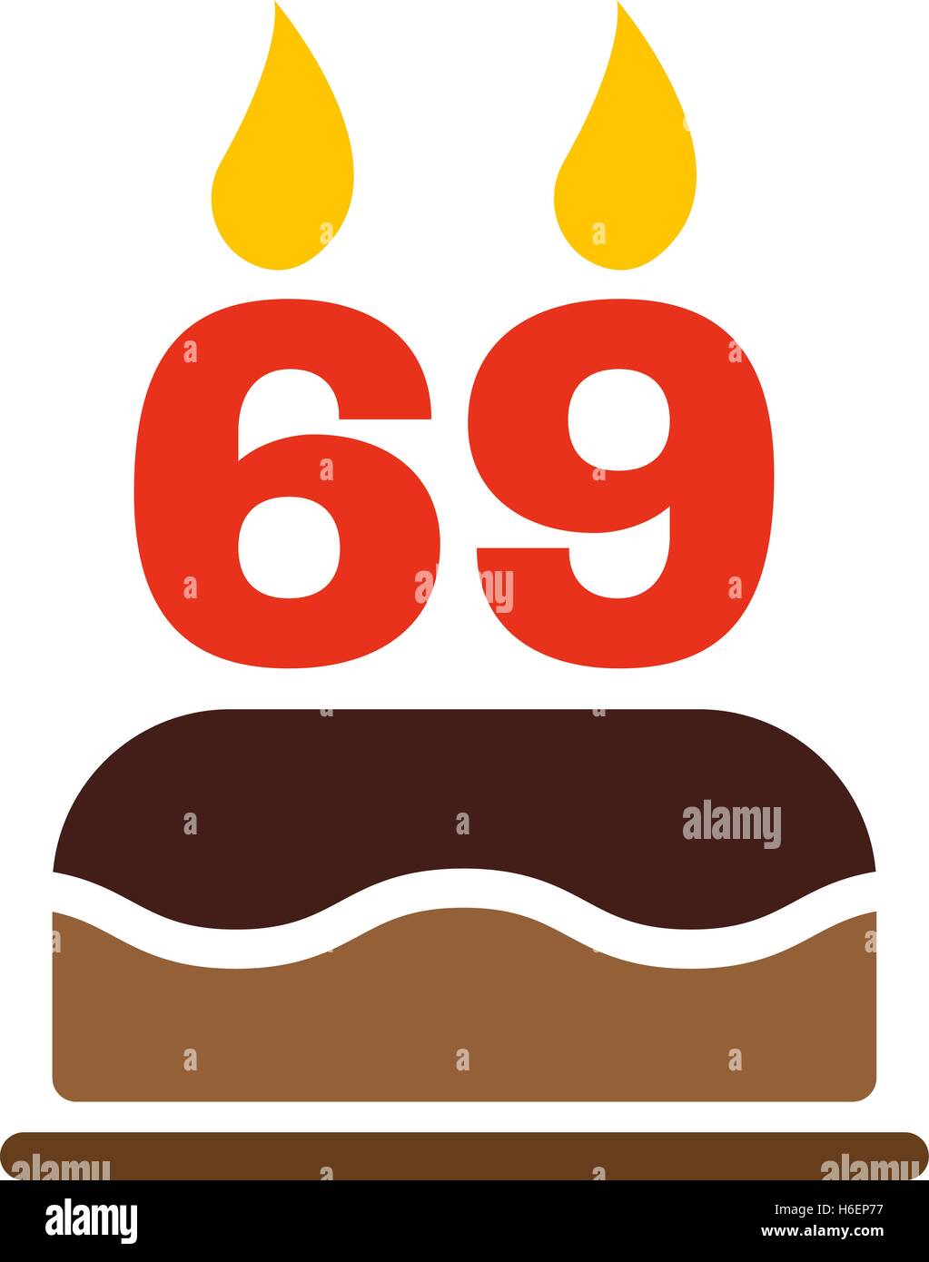 The birthday cake with candles in the form of number 69 icon. Birthday ...