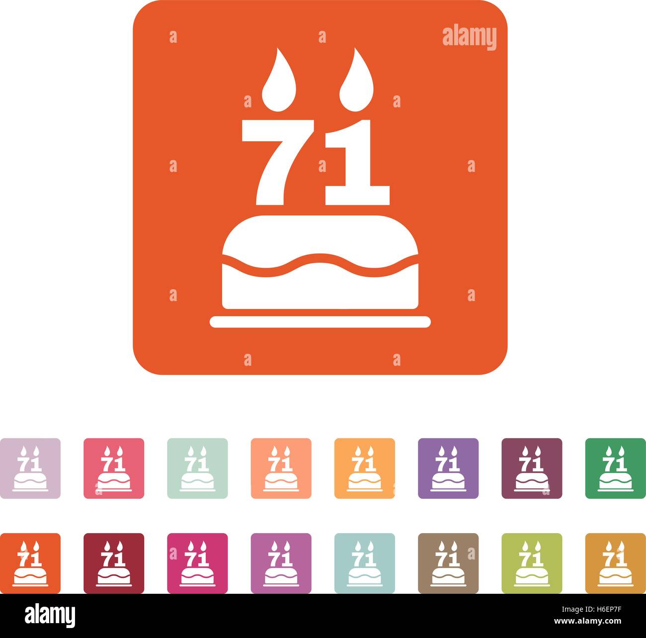 The birthday cake with candles in the form of number 71 icon. Birthday ...