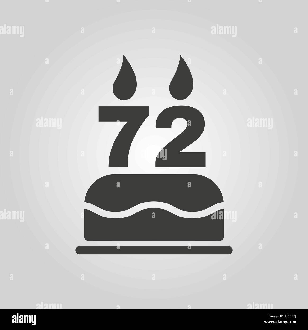 The birthday cake with candles in the form of number 72 icon. Birthday ...