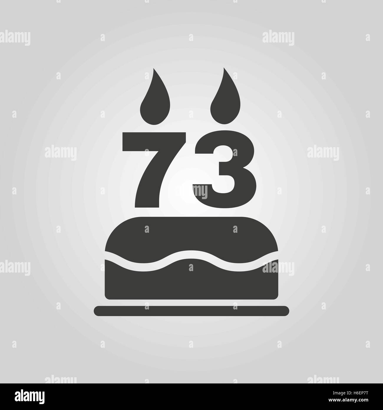 The birthday cake with candles in the form of number 73 icon. Birthday ...