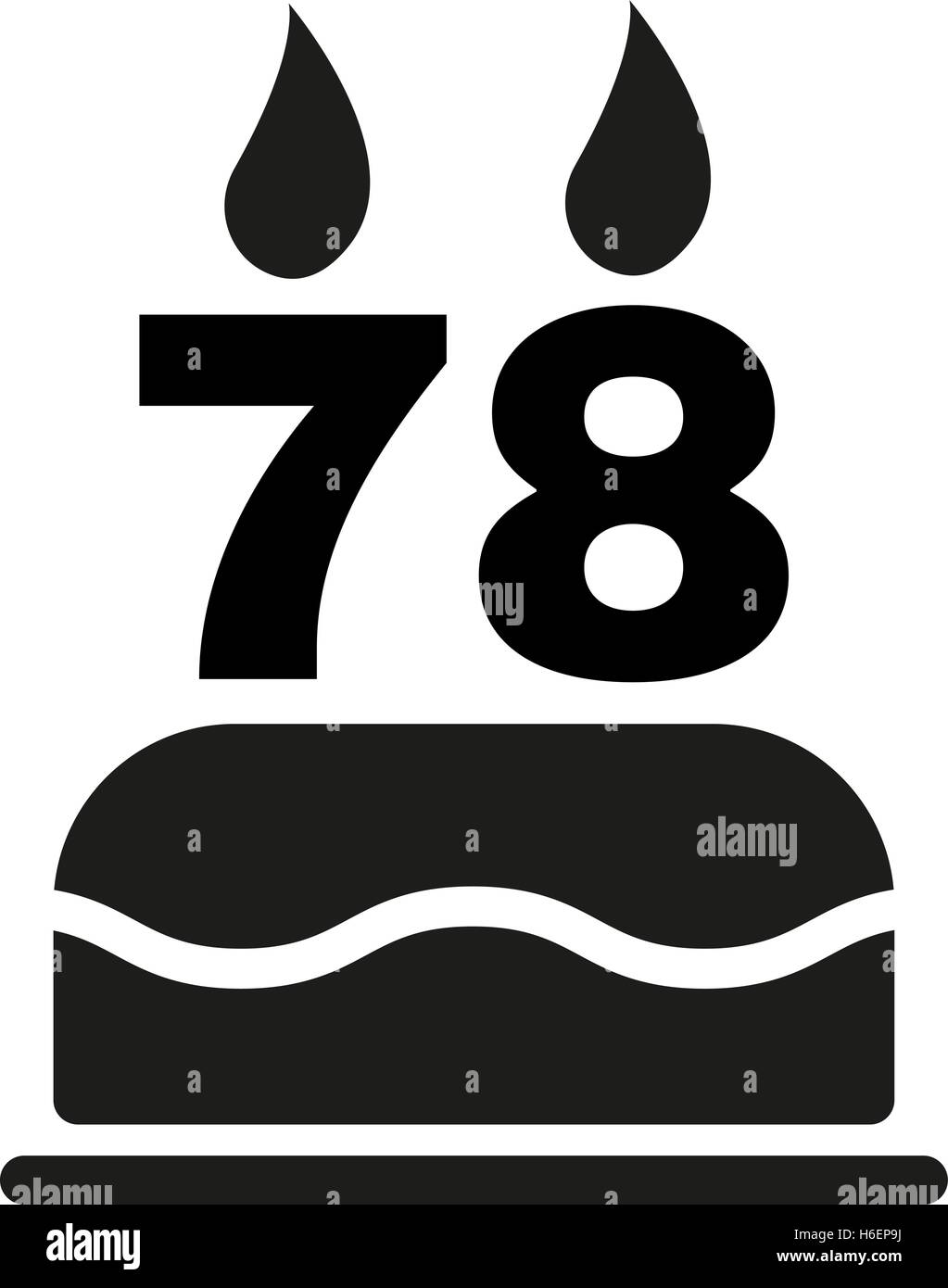 The birthday cake with candles in the form of number 78 icon. Birthday ...