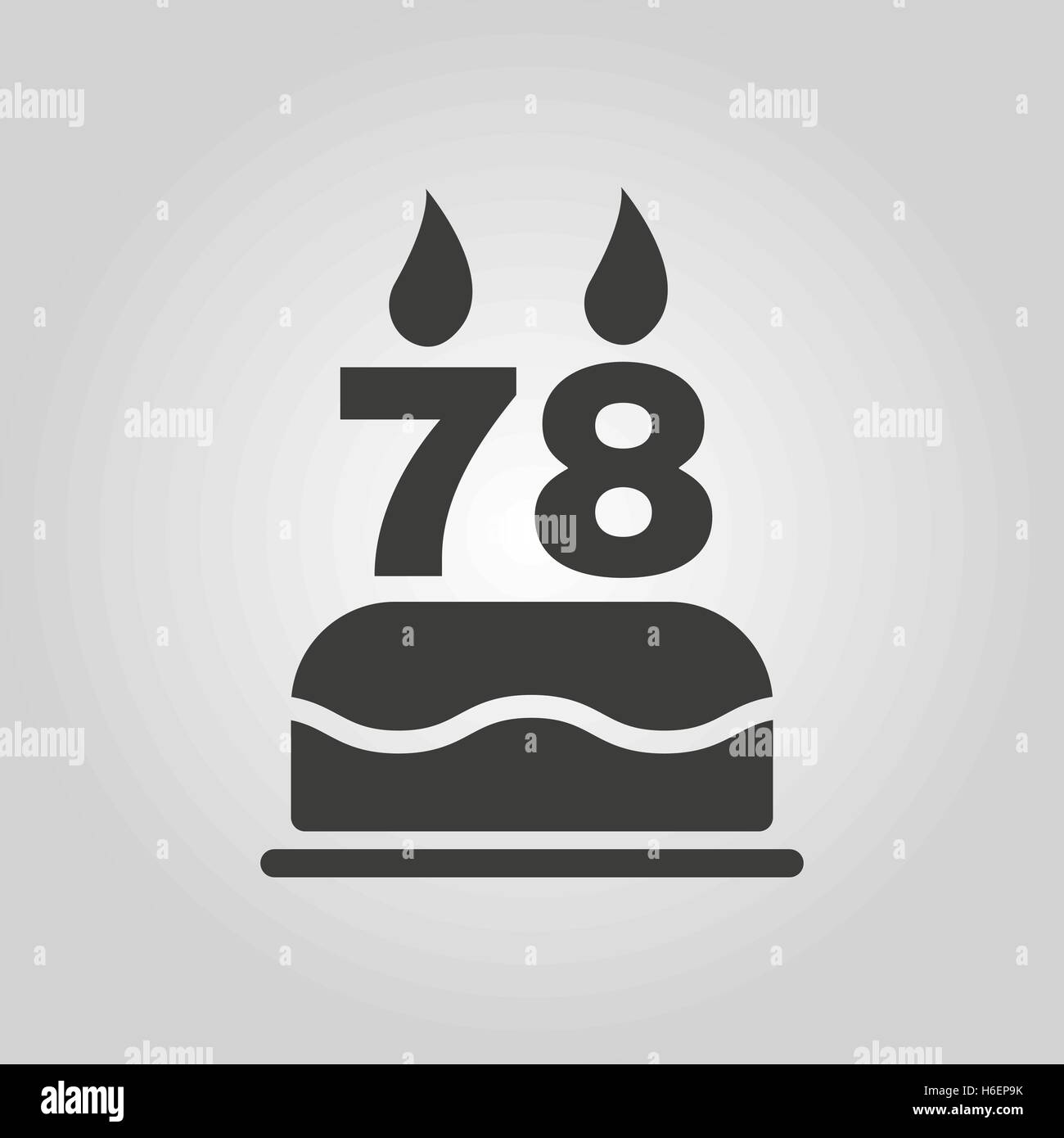The birthday cake with candles in the form of number 78 icon. Birthday ...