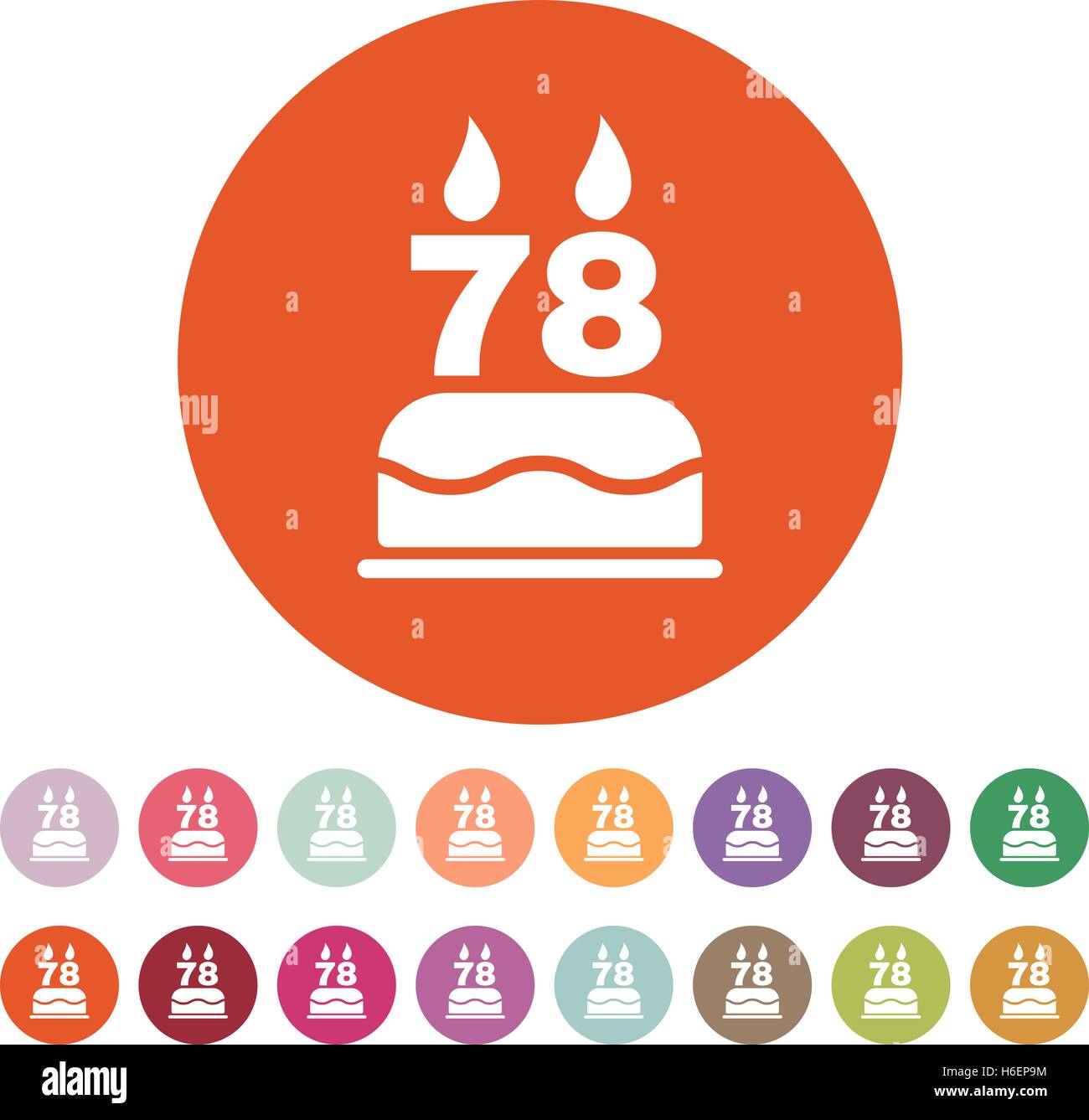 The birthday cake with candles in the form of number 78 icon. Birthday ...