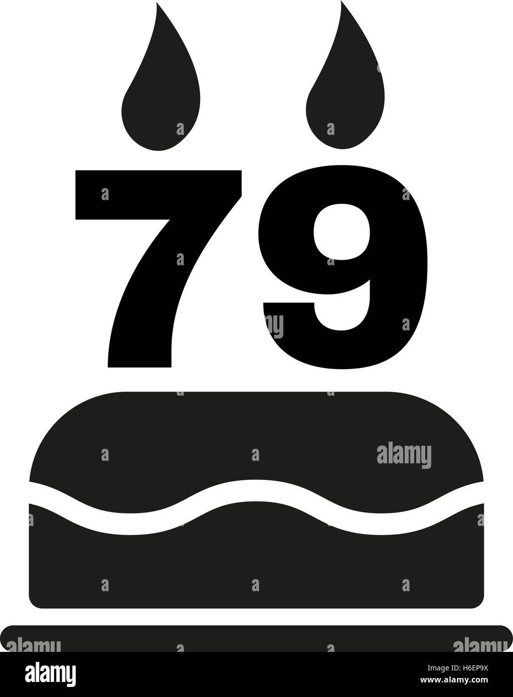 The birthday cake with candles in the form of number 79 icon. Birthday ...