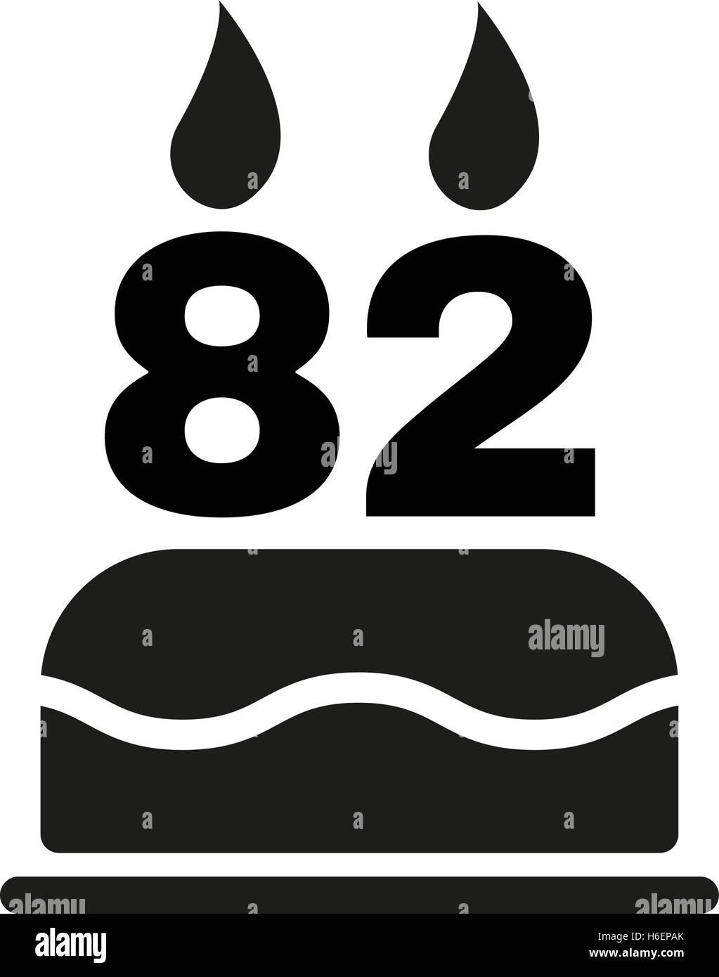 The birthday cake with candles in the form of number 82 icon. Birthday ...