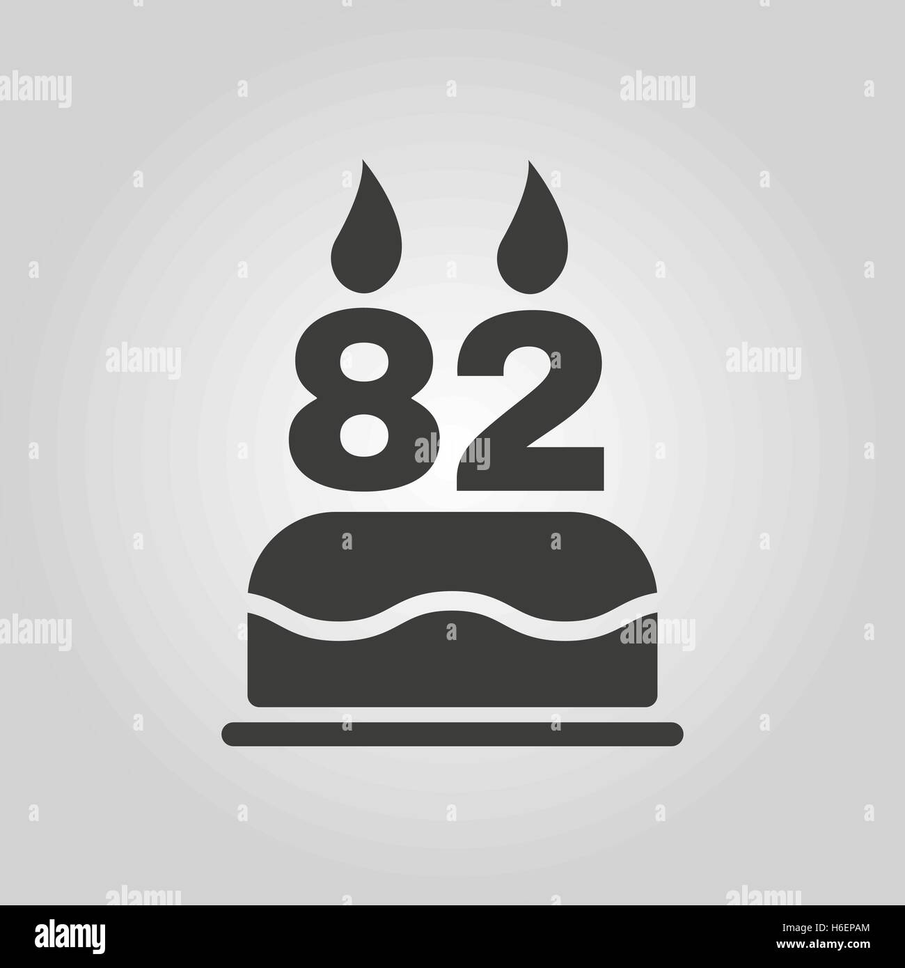 The birthday cake with candles in the form of number 82 icon. Birthday ...