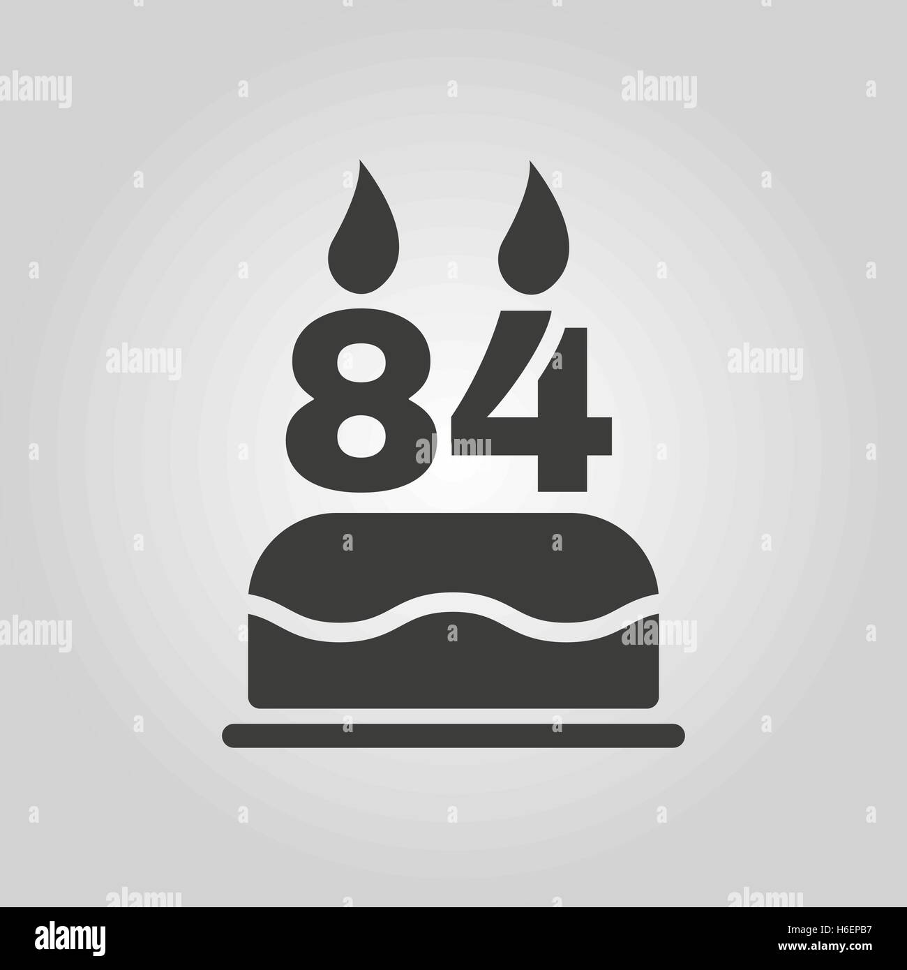 The birthday cake with candles in the form of number 84 icon. Birthday ...