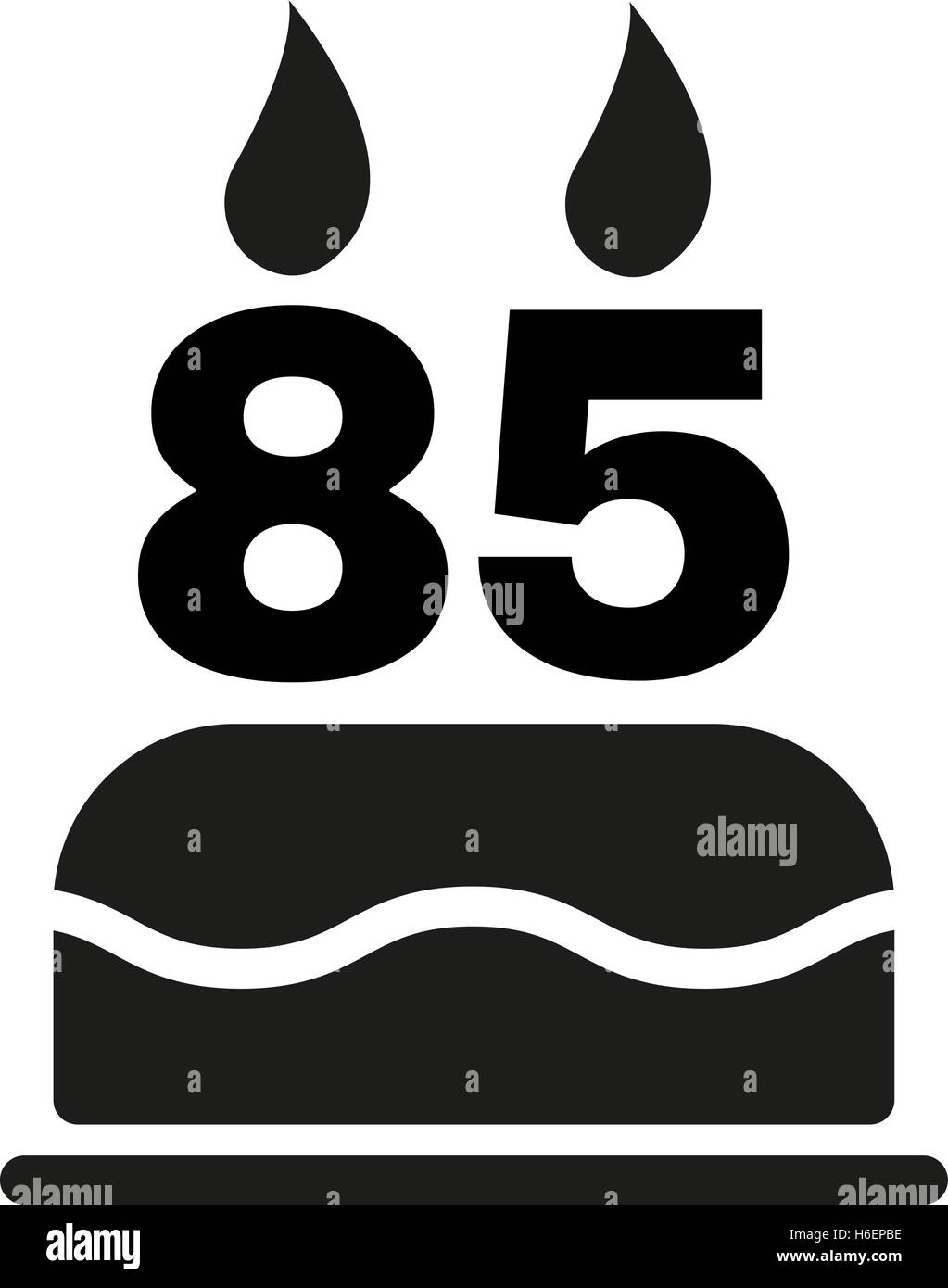 The birthday cake with candles in the form of number 85 icon. Birthday ...