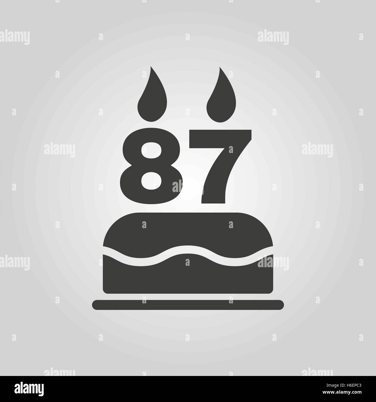 The birthday cake with candles in the form of number 87 icon. Birthday ...