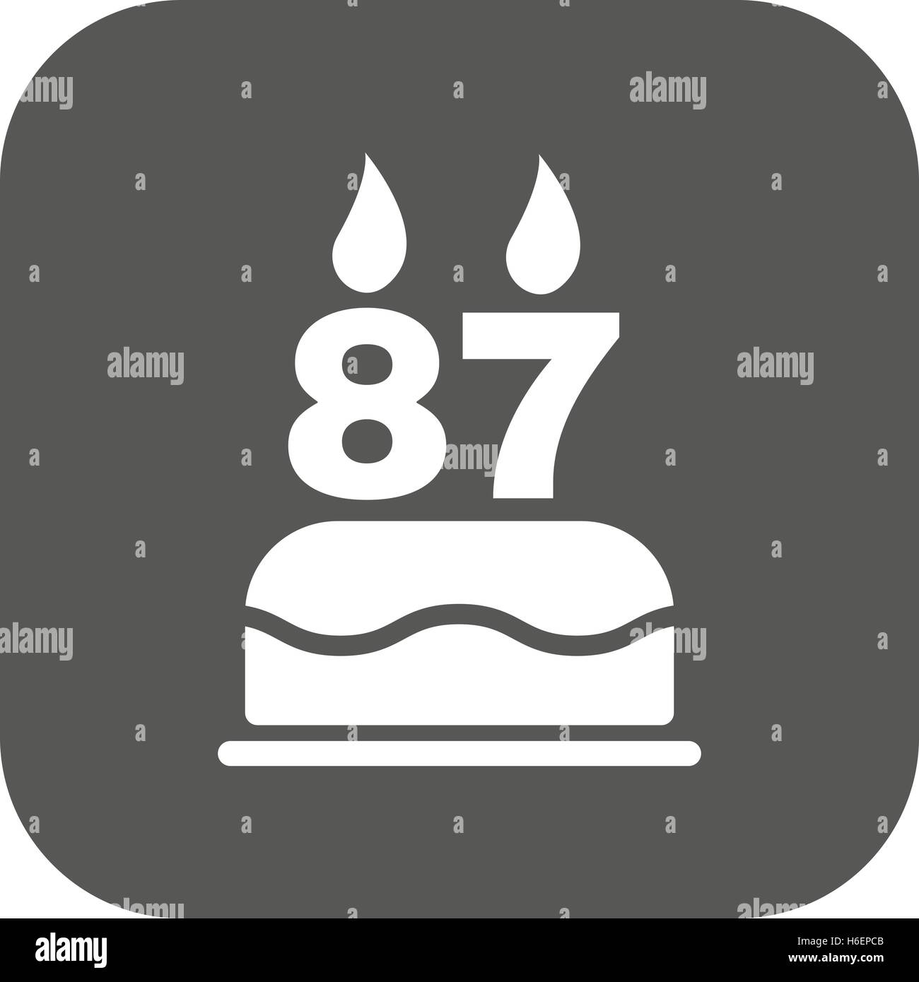 The birthday cake with candles in the form of number 87 icon. Birthday ...