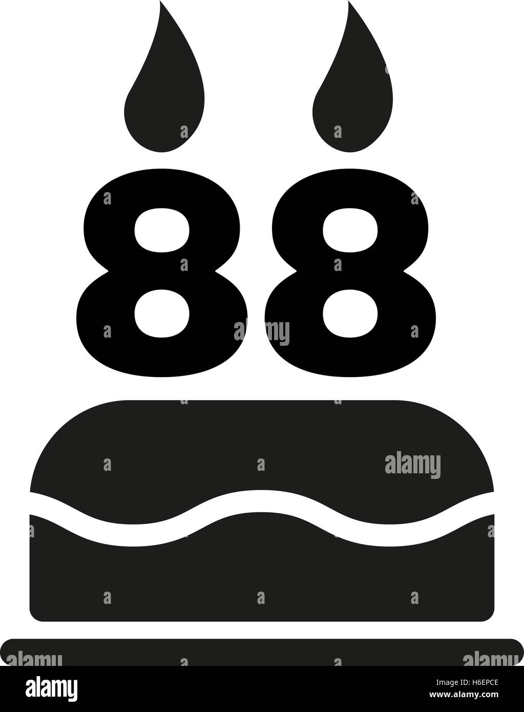 The birthday cake with candles in the form of number 88 icon. Birthday ...