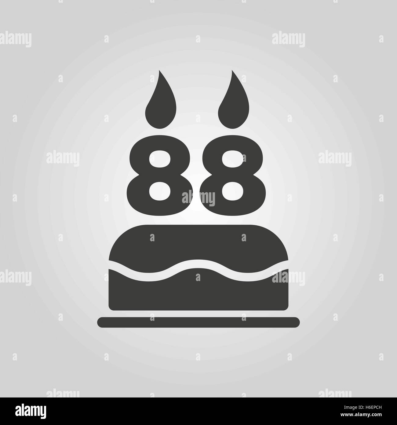 The birthday cake with candles in the form of number 88 icon. Birthday ...