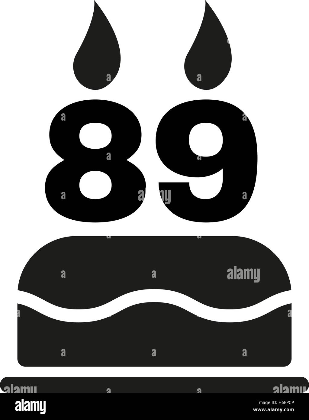 The birthday cake with candles in the form of number 89 icon. Birthday ...