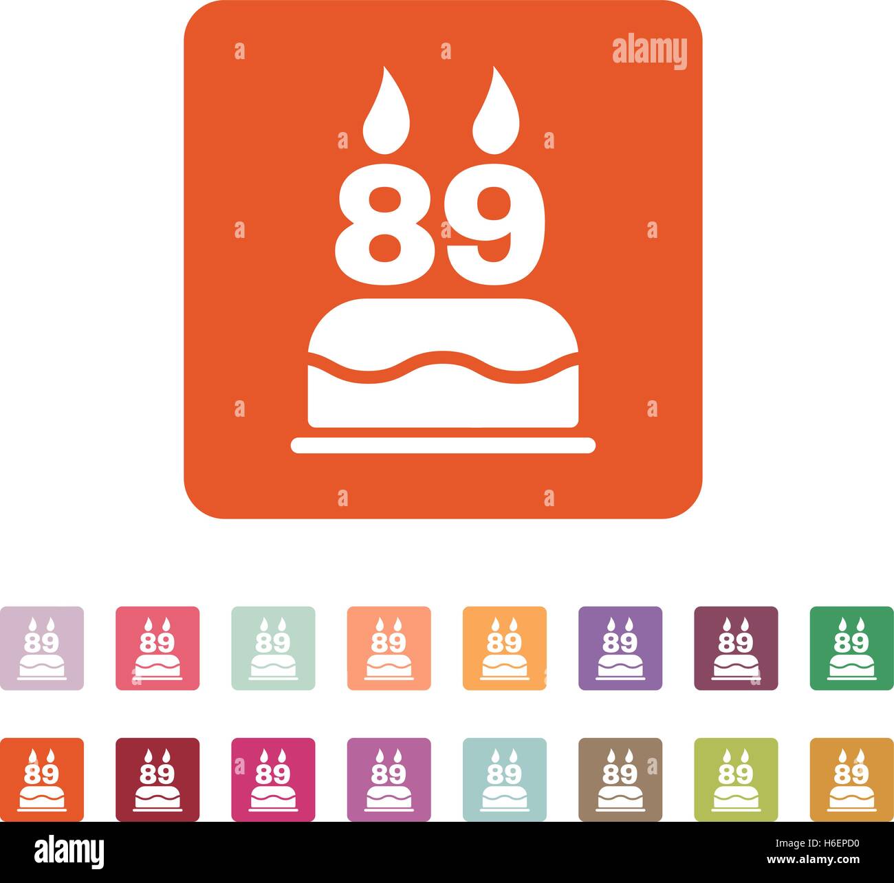 The birthday cake with candles in the form of number 89 icon. Birthday ...