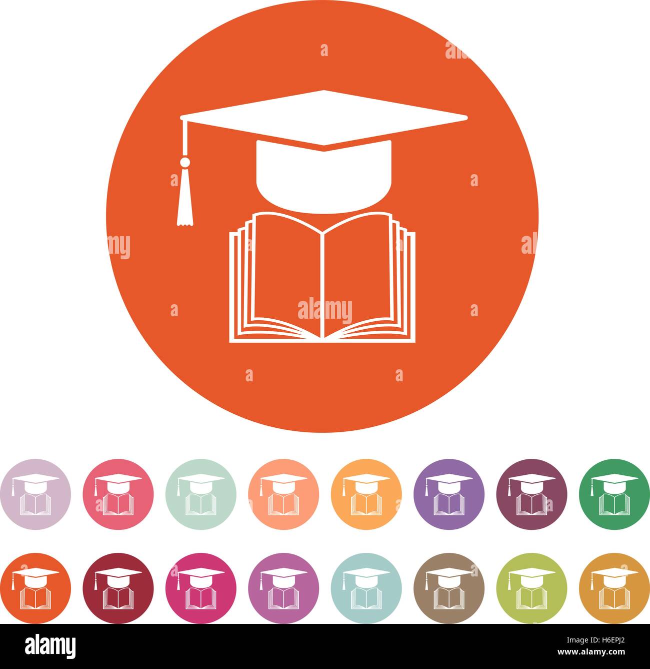 The graduation cap and book icon. School and university, learning ...