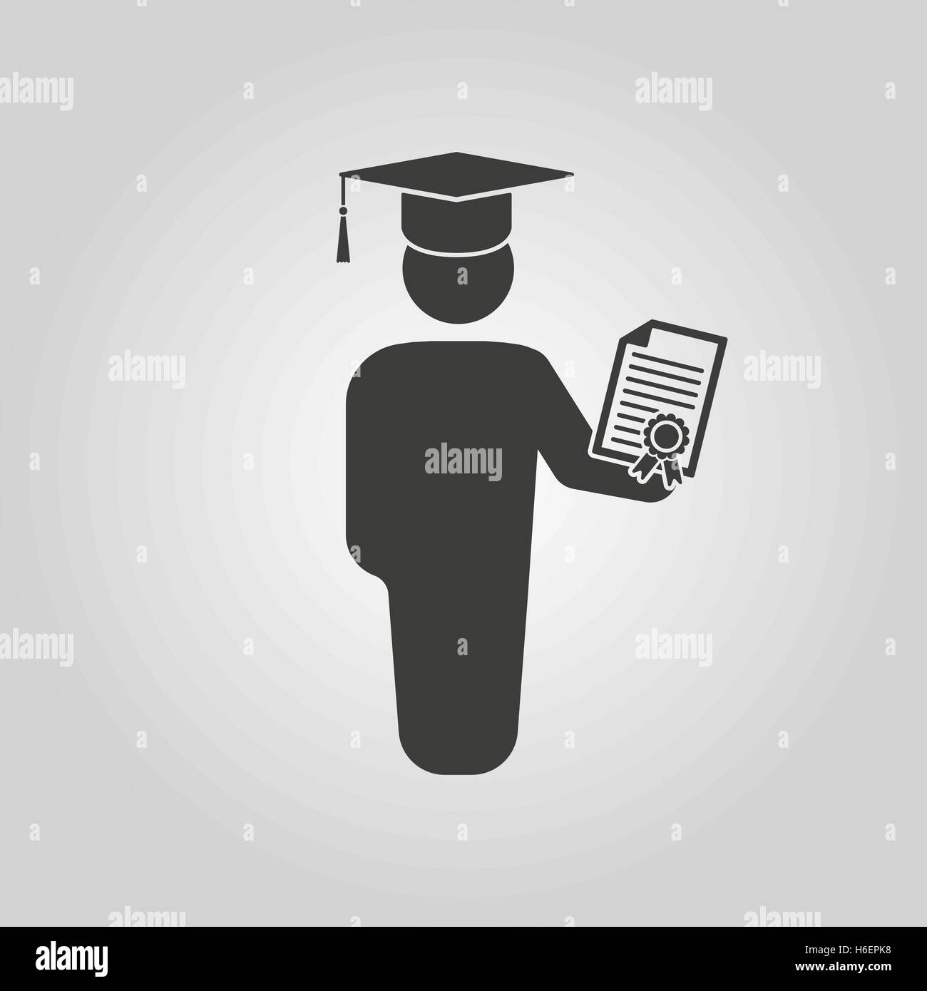 The graduate with diploma icon. School and university, learning ...