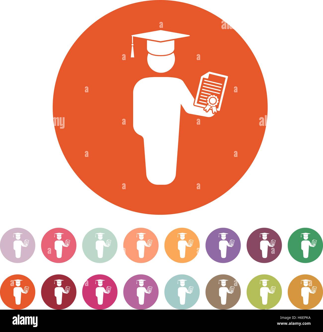 The graduate with diploma icon. School and university, learning ...
