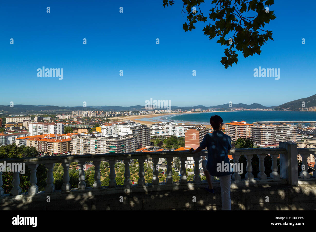 Panoramic view, fishing village of Laredo, Cantabrian Sea. Cantabria ...