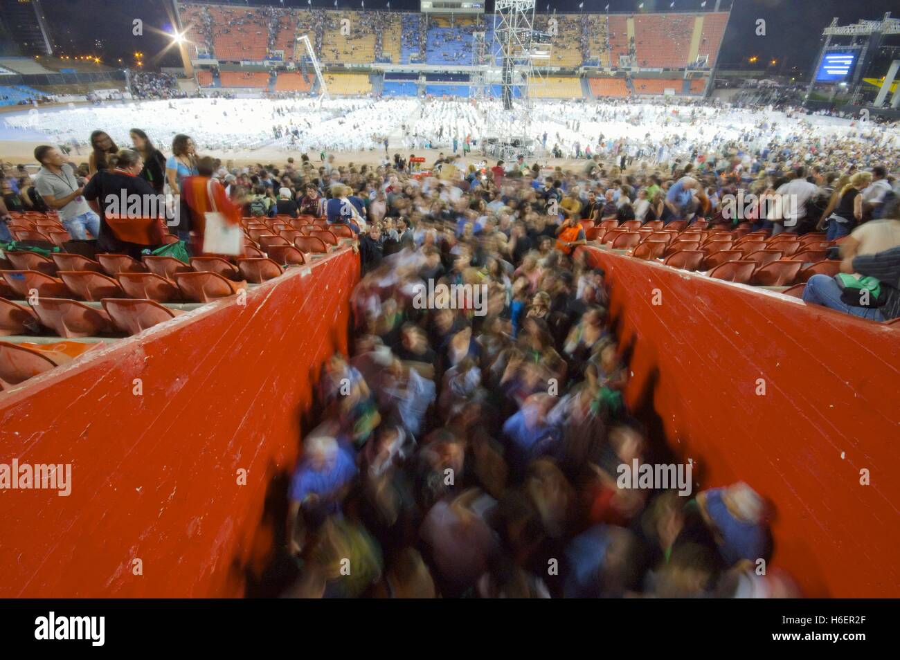 fans at the crowded Ramat Gan Stadium during Leonard Cohen's concert in ...