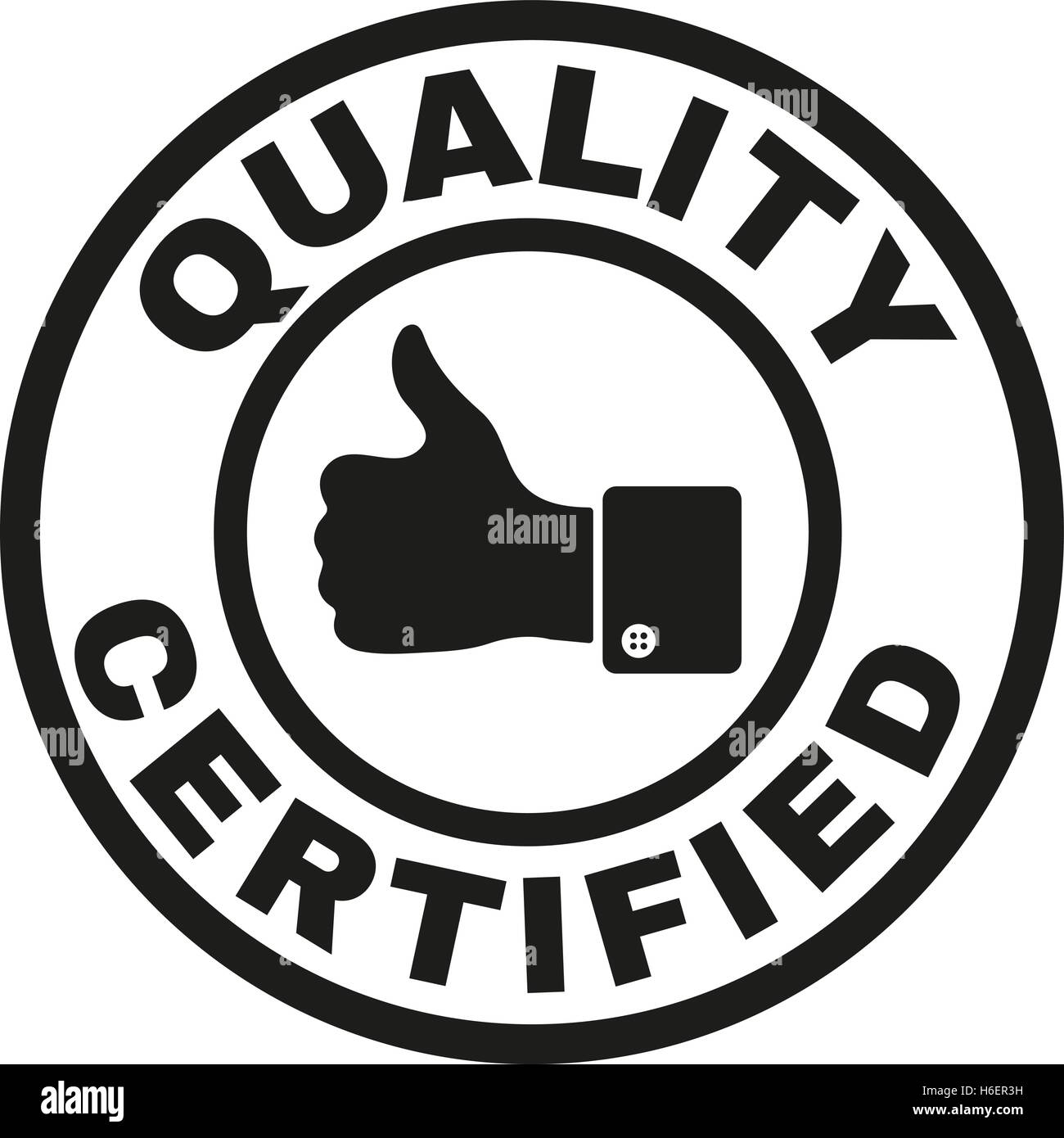 The certified quality and thumbs up icon. Approval, approbation ...