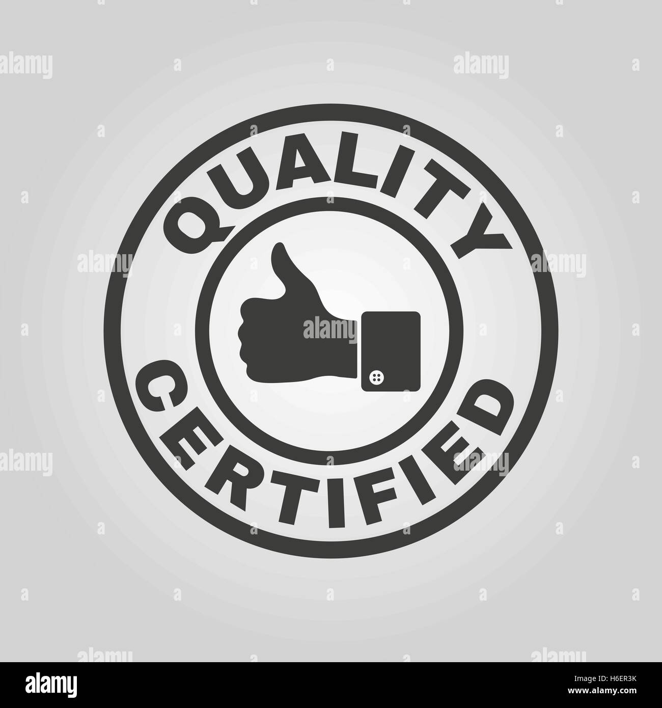 The certified quality and thumbs up icon. Approval, approbation ...