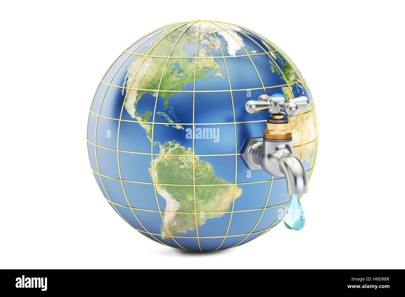 Save water, save earth concept. 3D rendering isolated on white ...