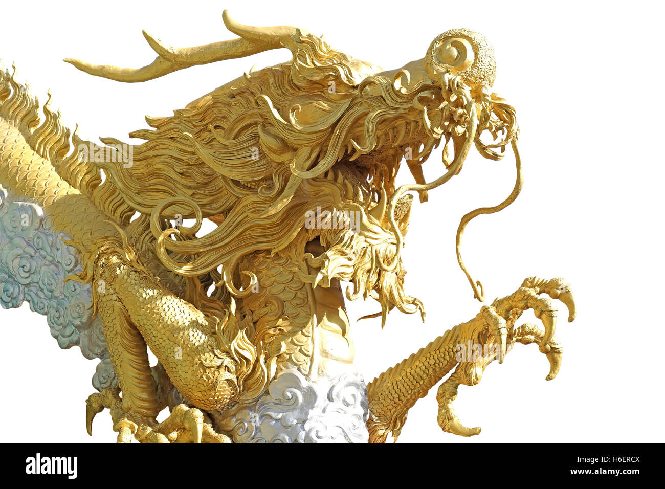 chinese golden dragon statue isolated on white background Stock Photo ...
