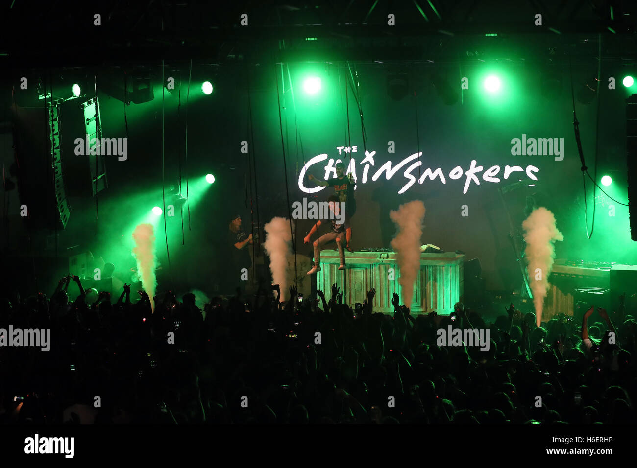 The Chainsmokers perform on stage during Capital FM's Monster Mash Up ...