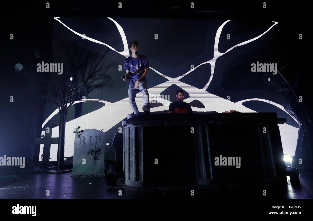 The Chainsmokers perform on stage during Capital FM's Monster Mash Up ...