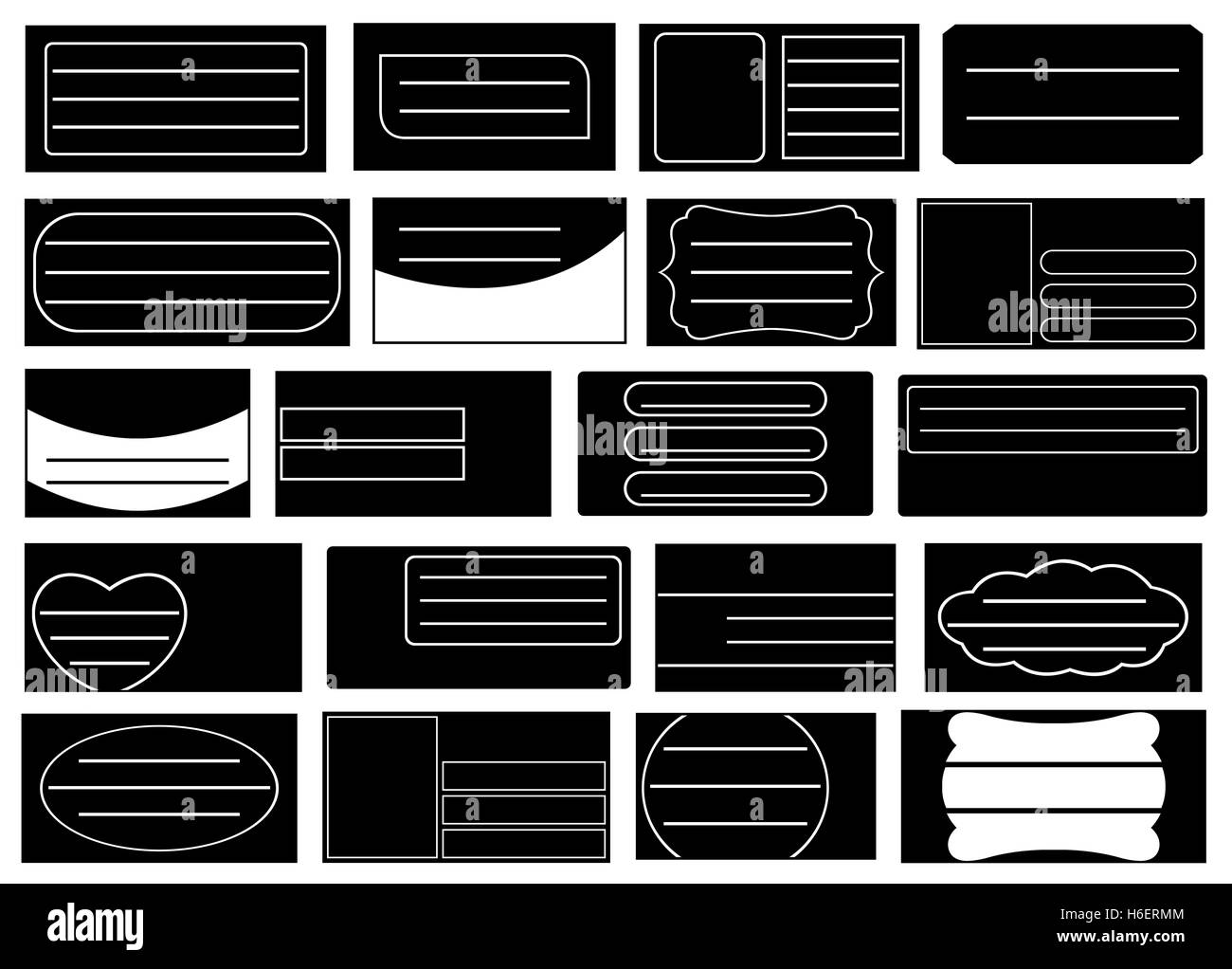 Set of different school notebook labels Stock Photo - Alamy