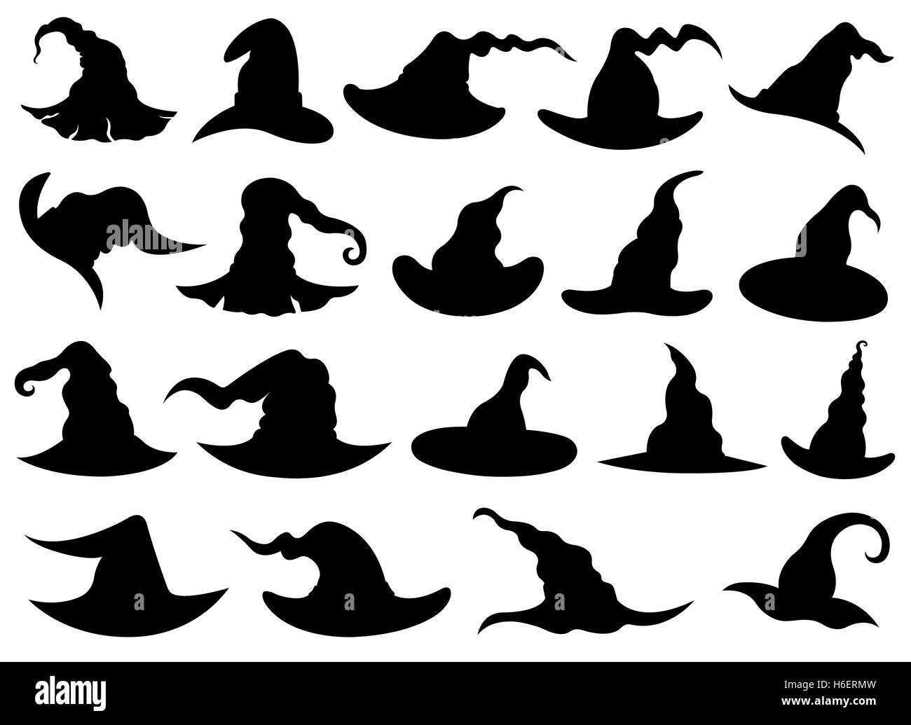 Set of different witch hats Stock Photo - Alamy