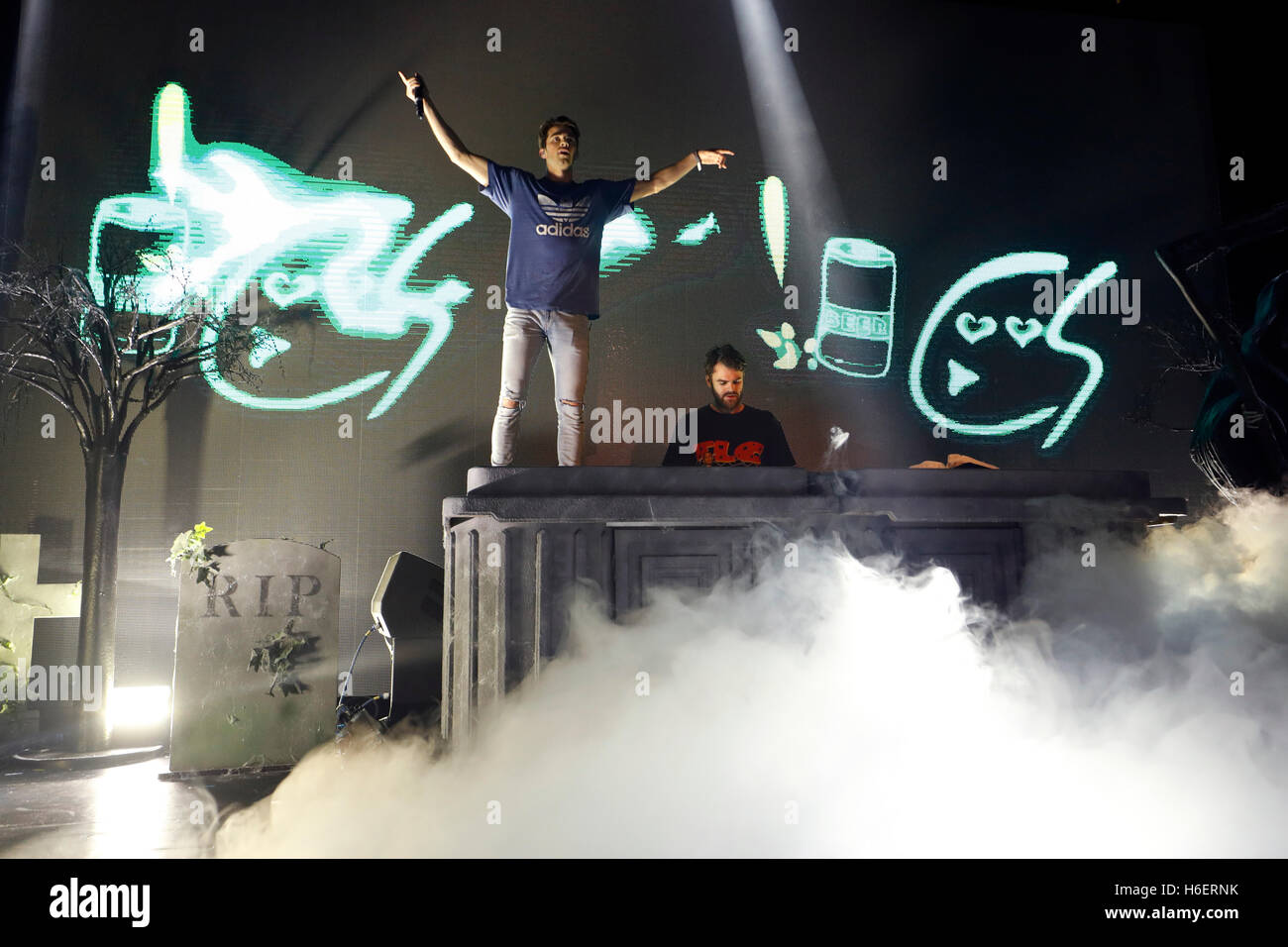 The Chainsmokers perform on stage during Capital FM's Monster Mash Up ...