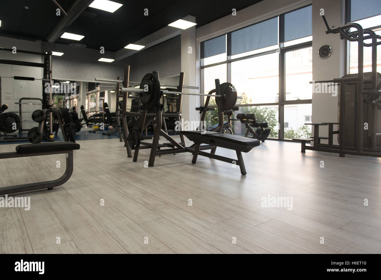 Equipment And Machines At The Modern Gym Room Fitness Center Stock ...