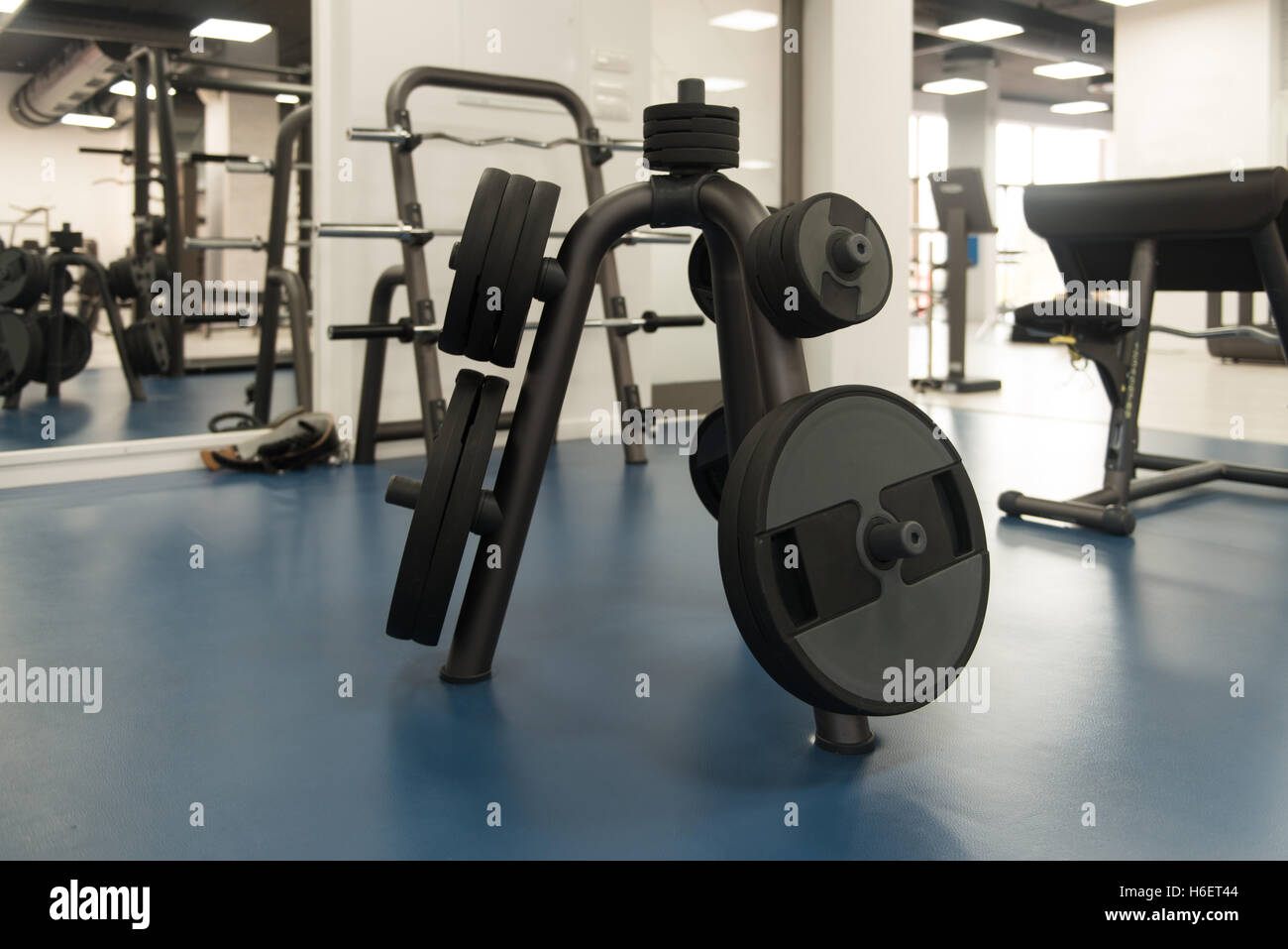 Modern Gym Room Fitness Center With Equipment And Machines Stock Photo ...