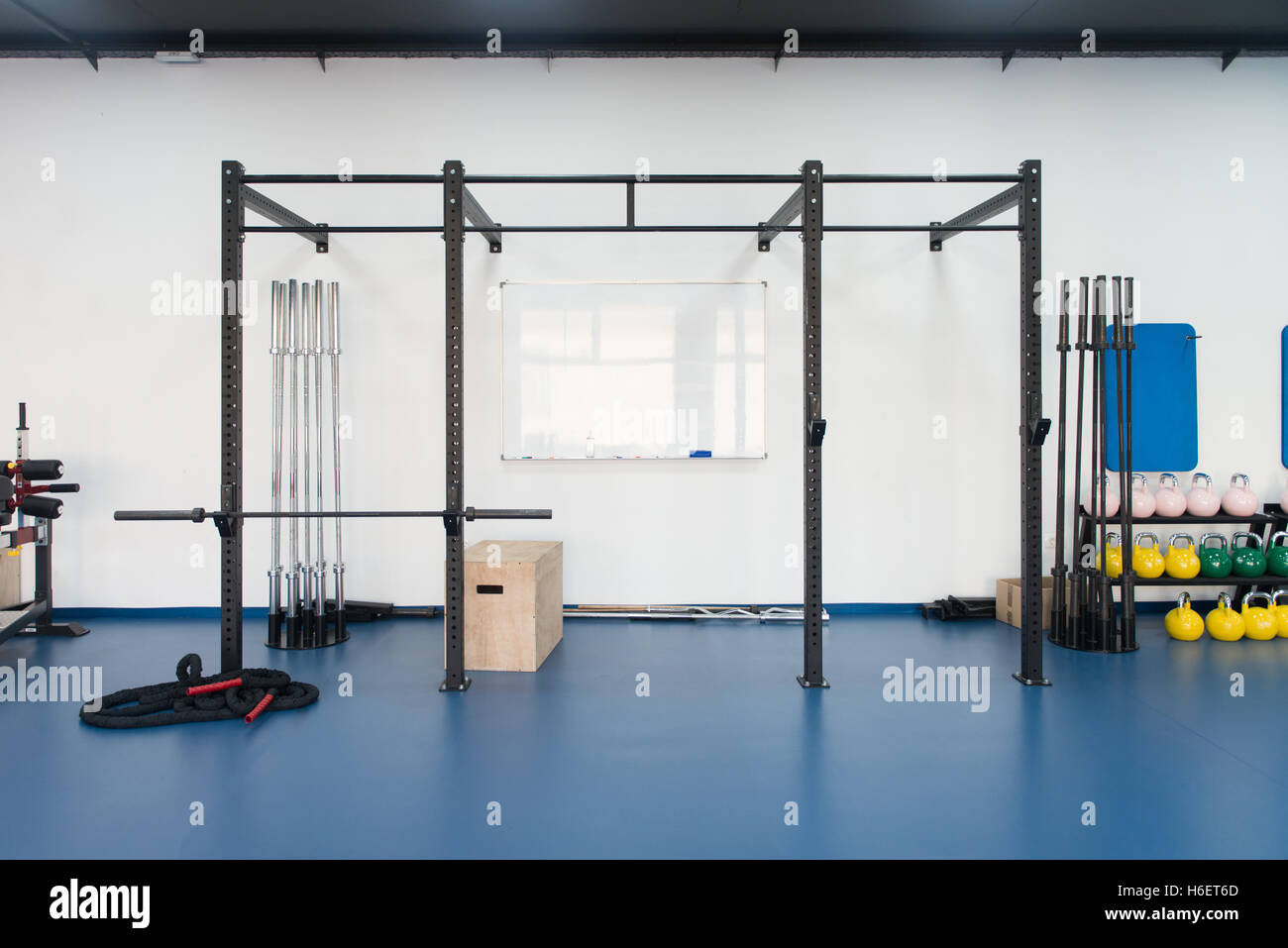 Whiteboard And Machines At The Modern Gym Room Fitness Center Stock ...