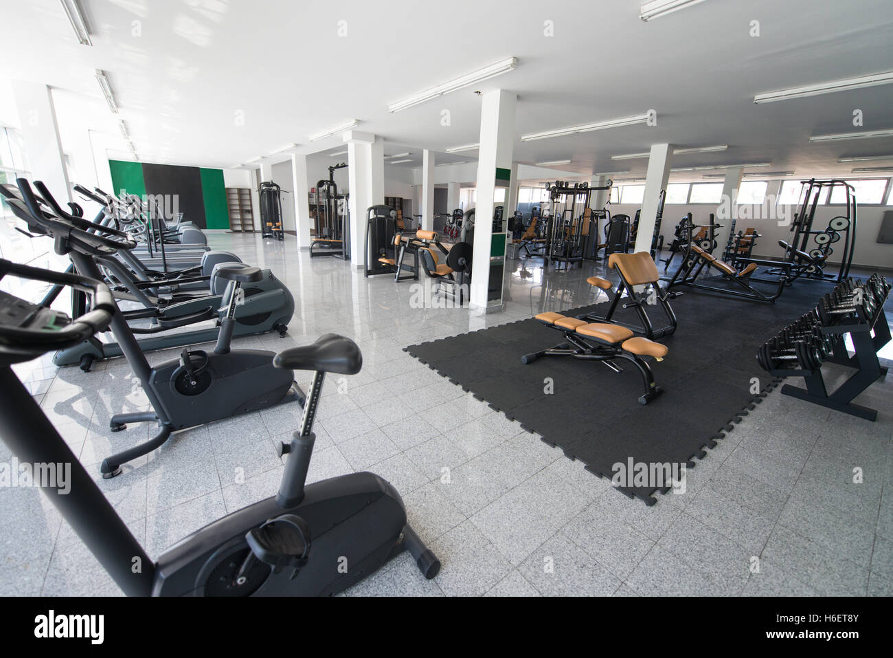 Equipment And Machines At The Modern Gym Room Fitness Center Stock ...