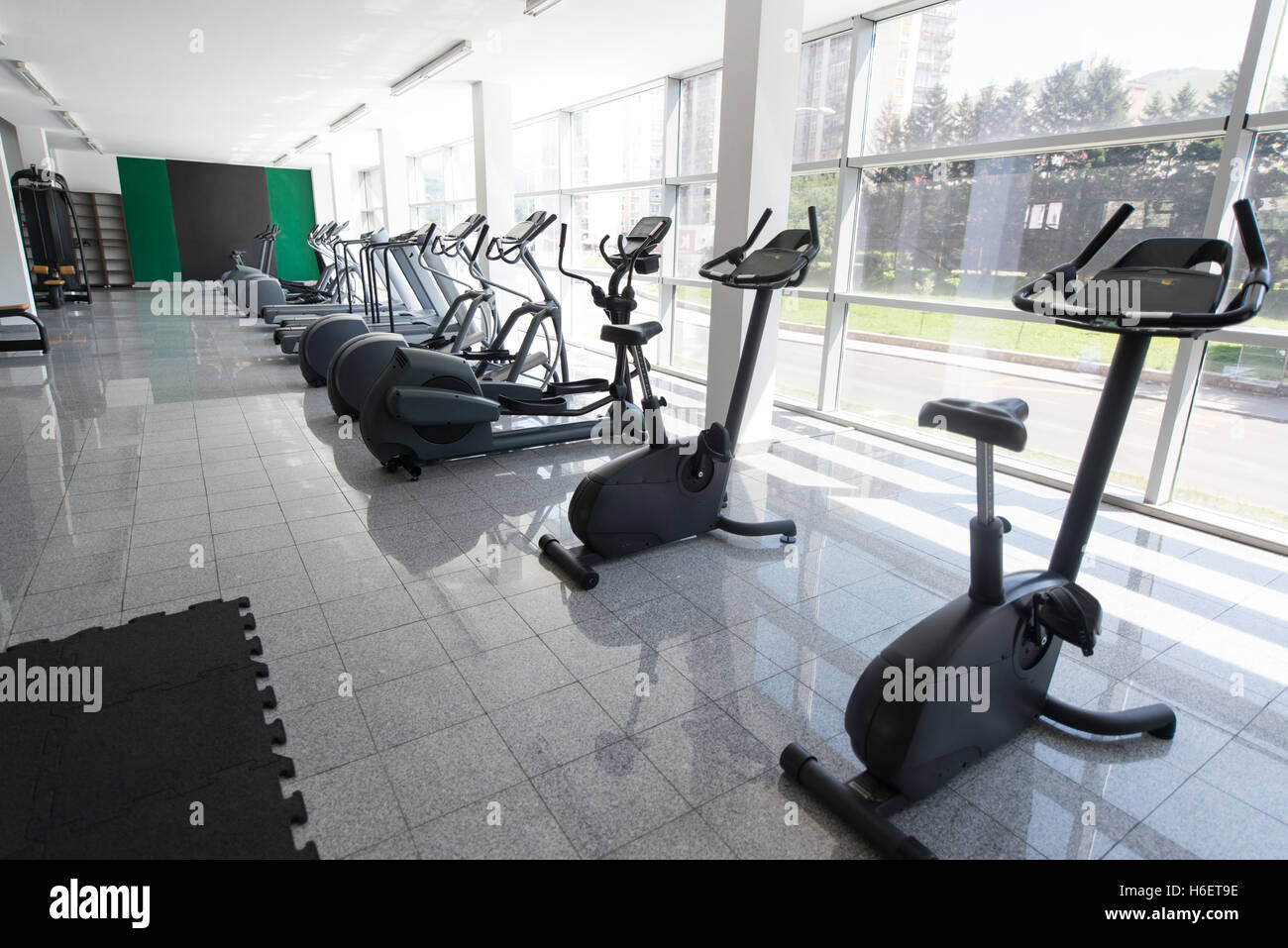 Equipment And Machines At The Modern Gym Room Fitness Center Stock ...