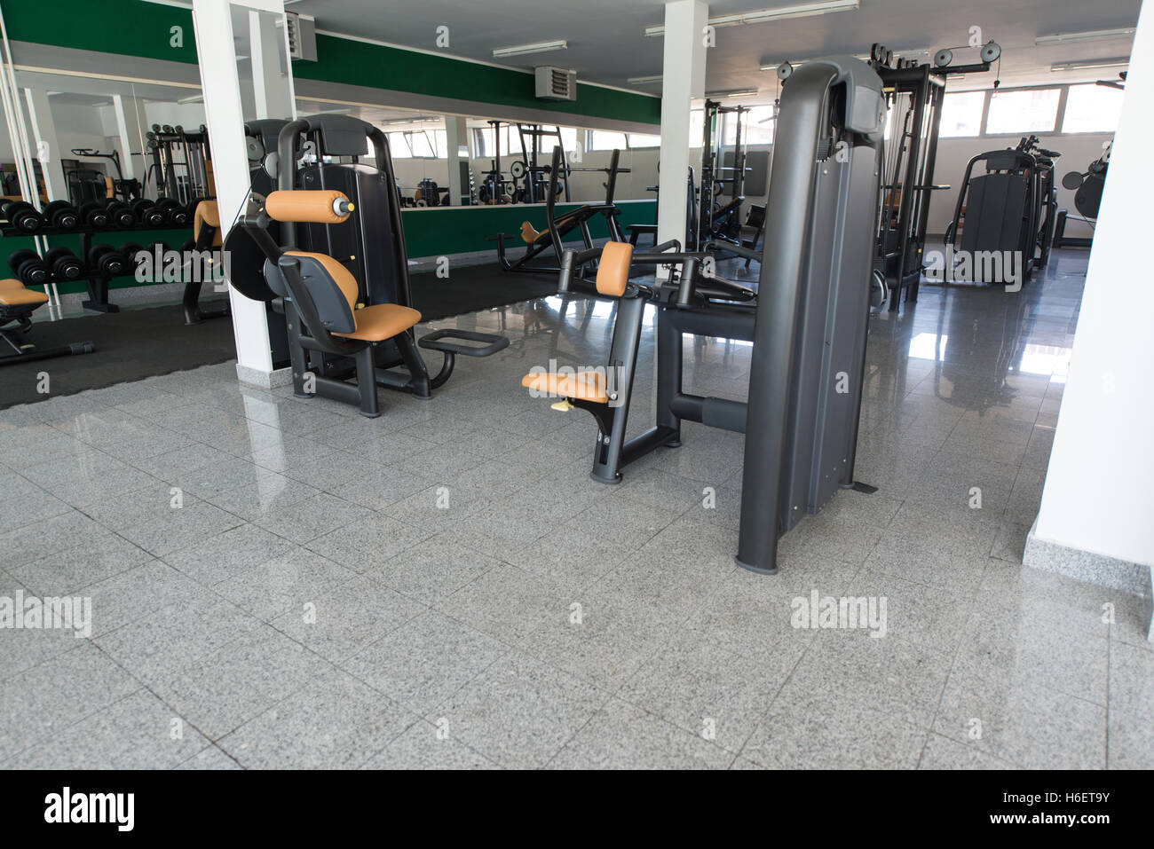 Equipment And Machines At The Modern Gym Room Fitness Center Stock ...