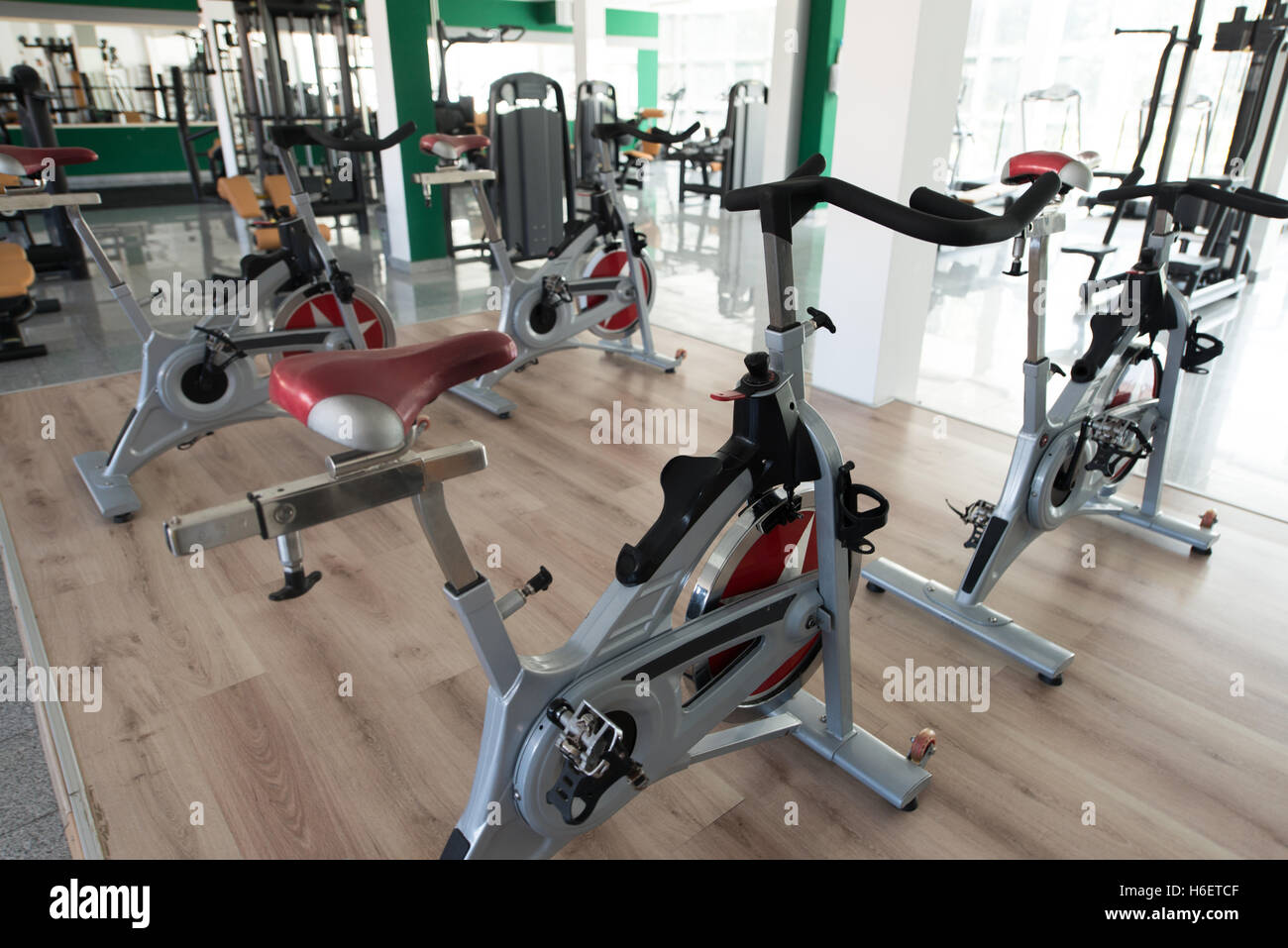 Equipment And Machines At The Modern Gym Room Fitness Center Stock ...