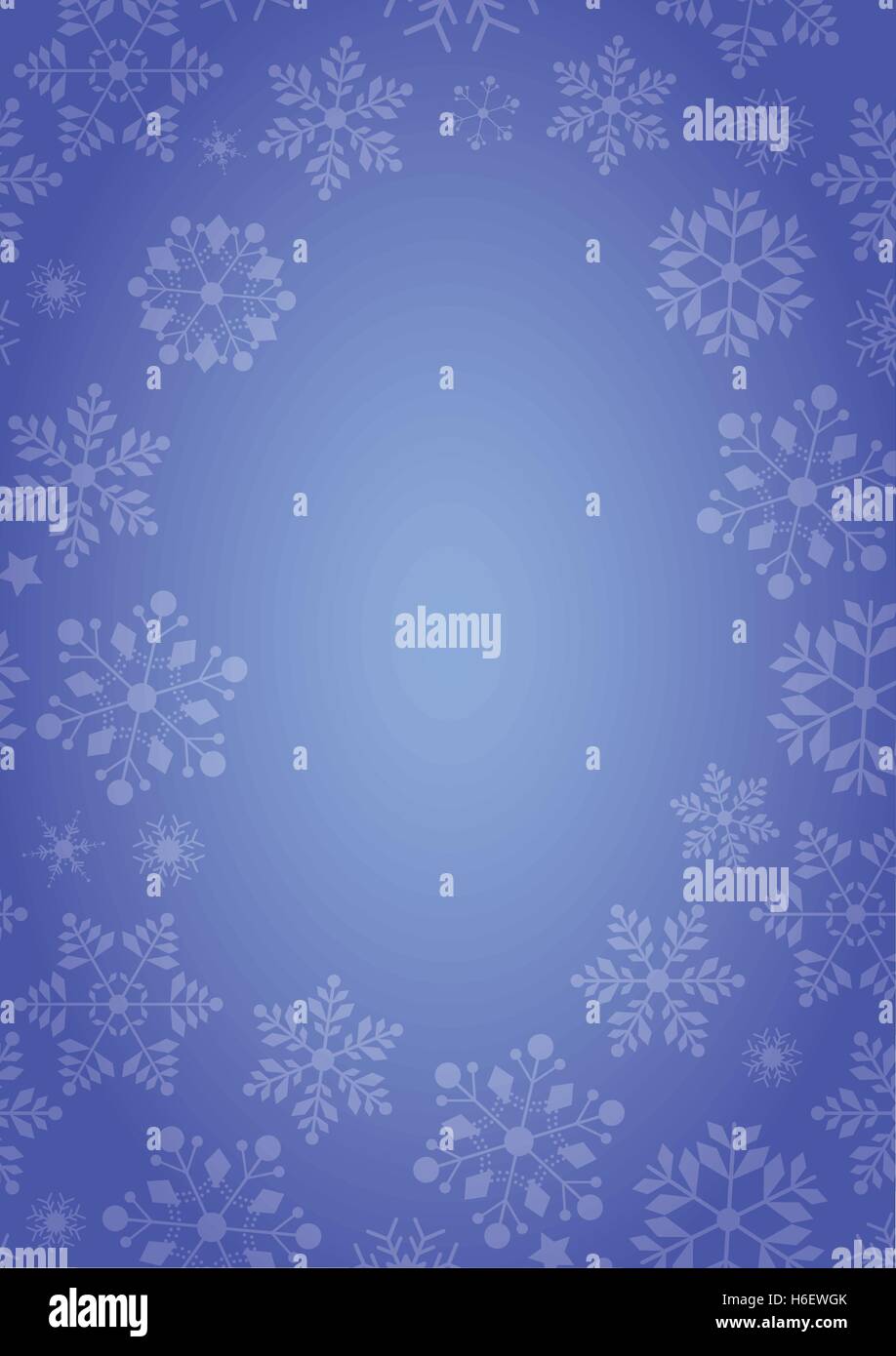 A4 size vertical winter blue background with snowflake border Stock ...