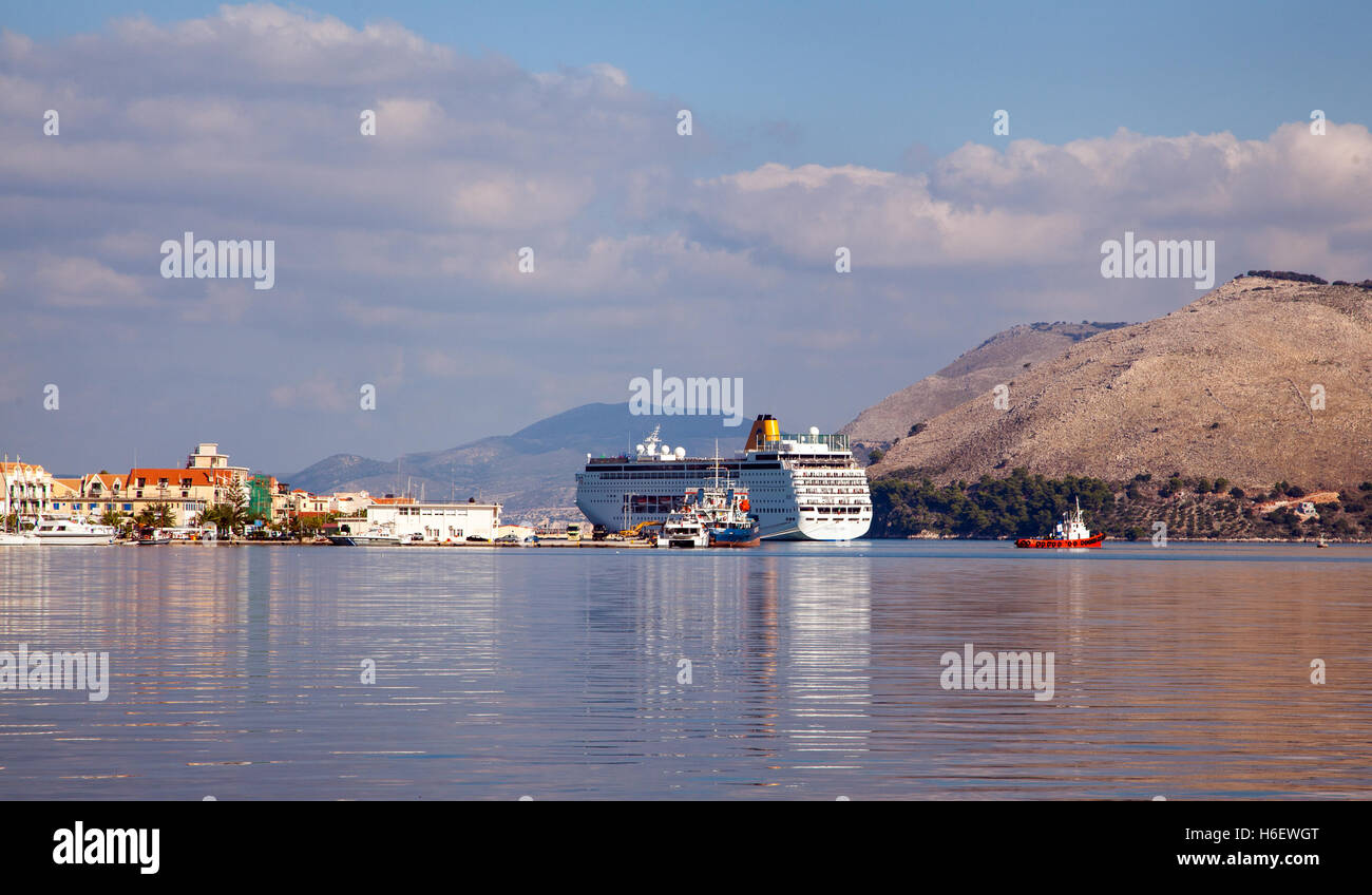 The cruise ship Costa Riviera in the Greek port of Argosoli on the ...