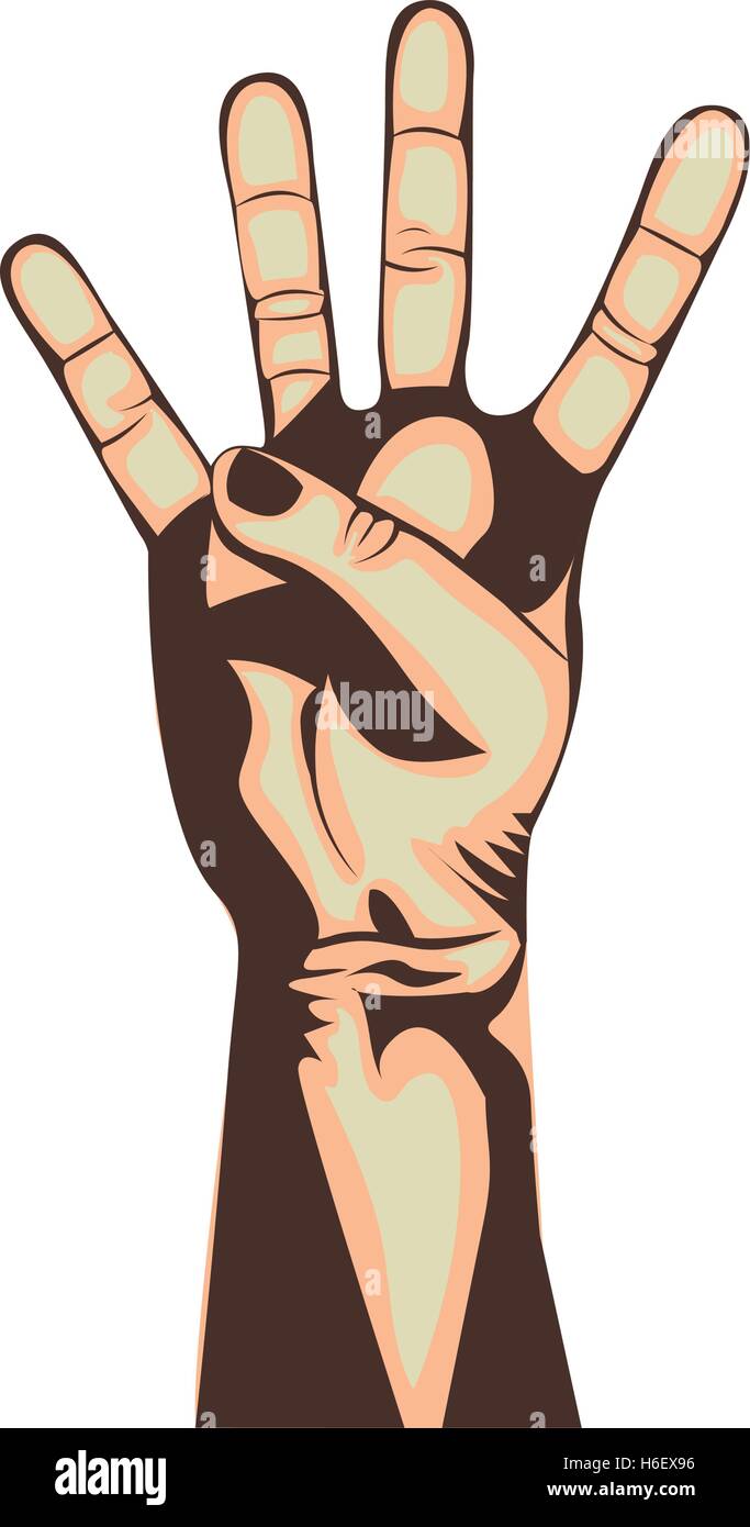counting four hand gesture icon image vector illustration Stock Vector ...